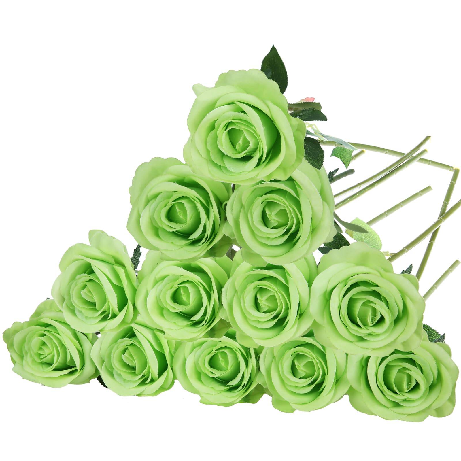 Stylel Star 12 Pack Yellow Artificial Flowers With Stems Silk Roses ...