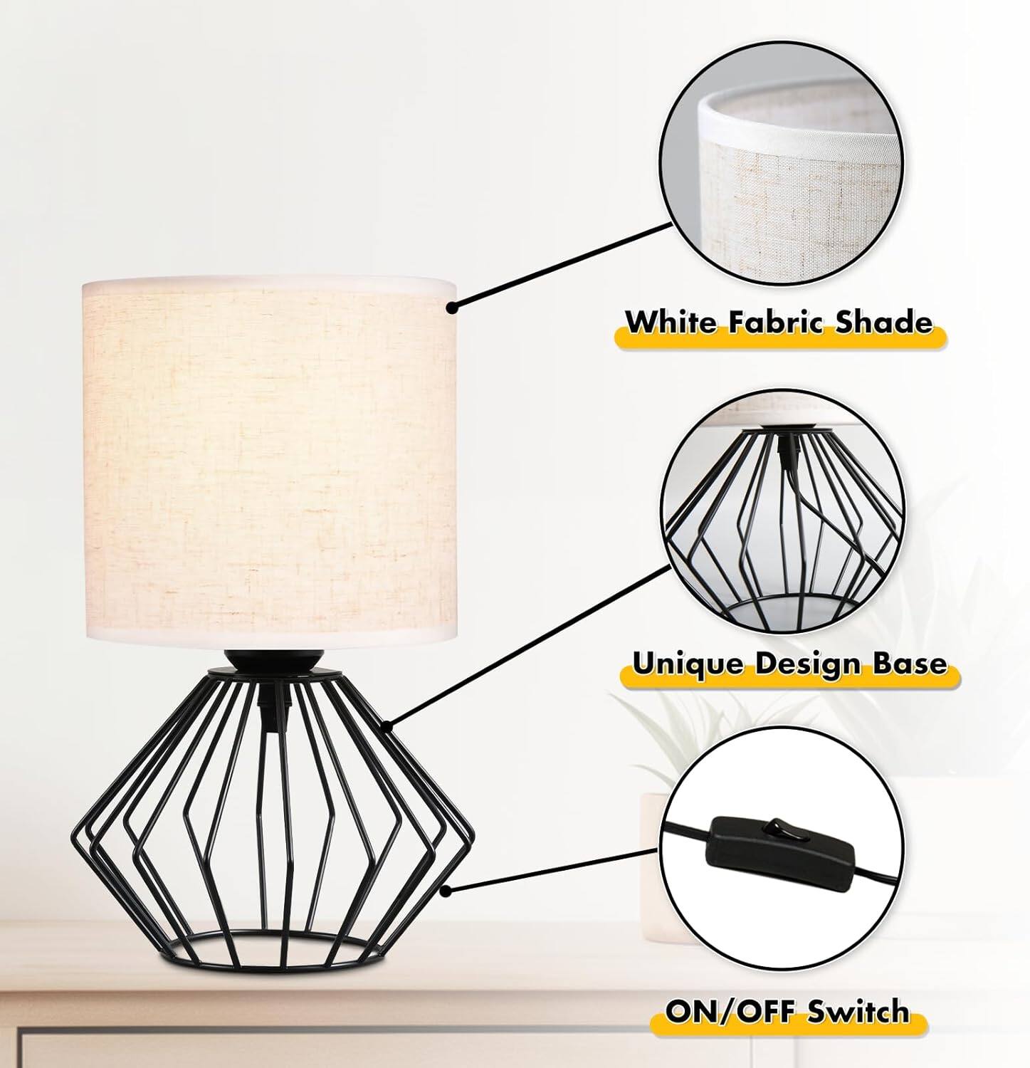 Stamp n Camp Hamilyeah Bedside Lamps Set of 2 Table Lamps with Linen ...