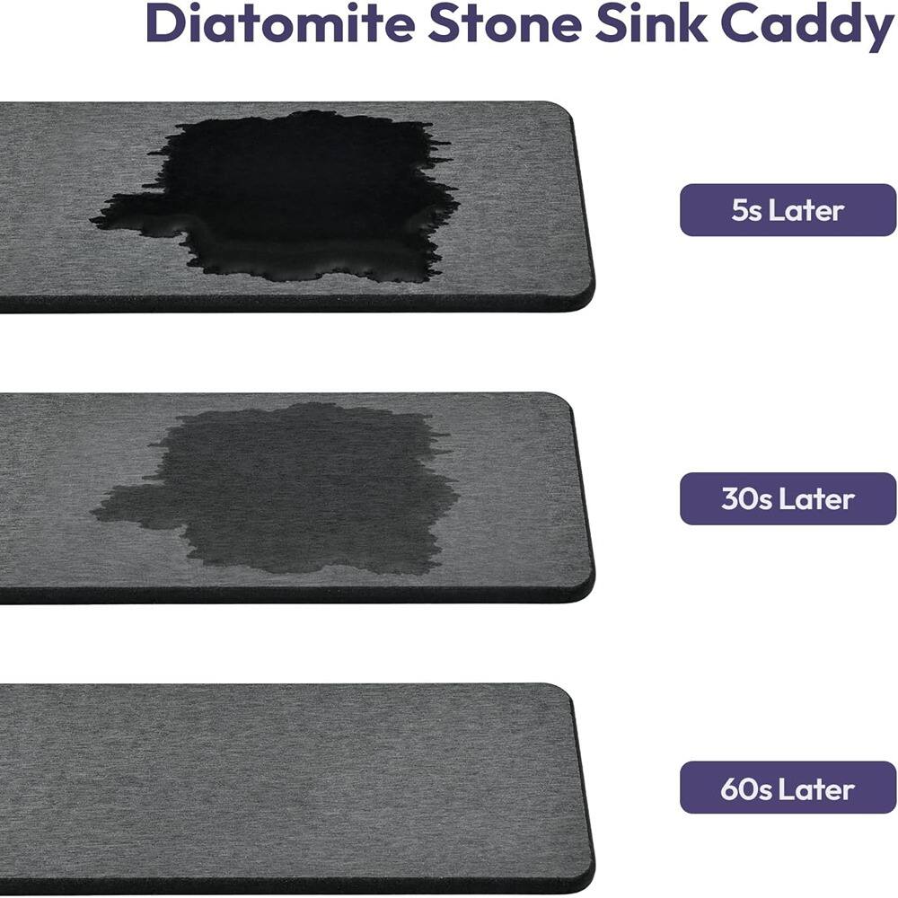 PARKER SLATER Kitchen Sink Caddy Organizer, Black Quick Dry Smiley ...