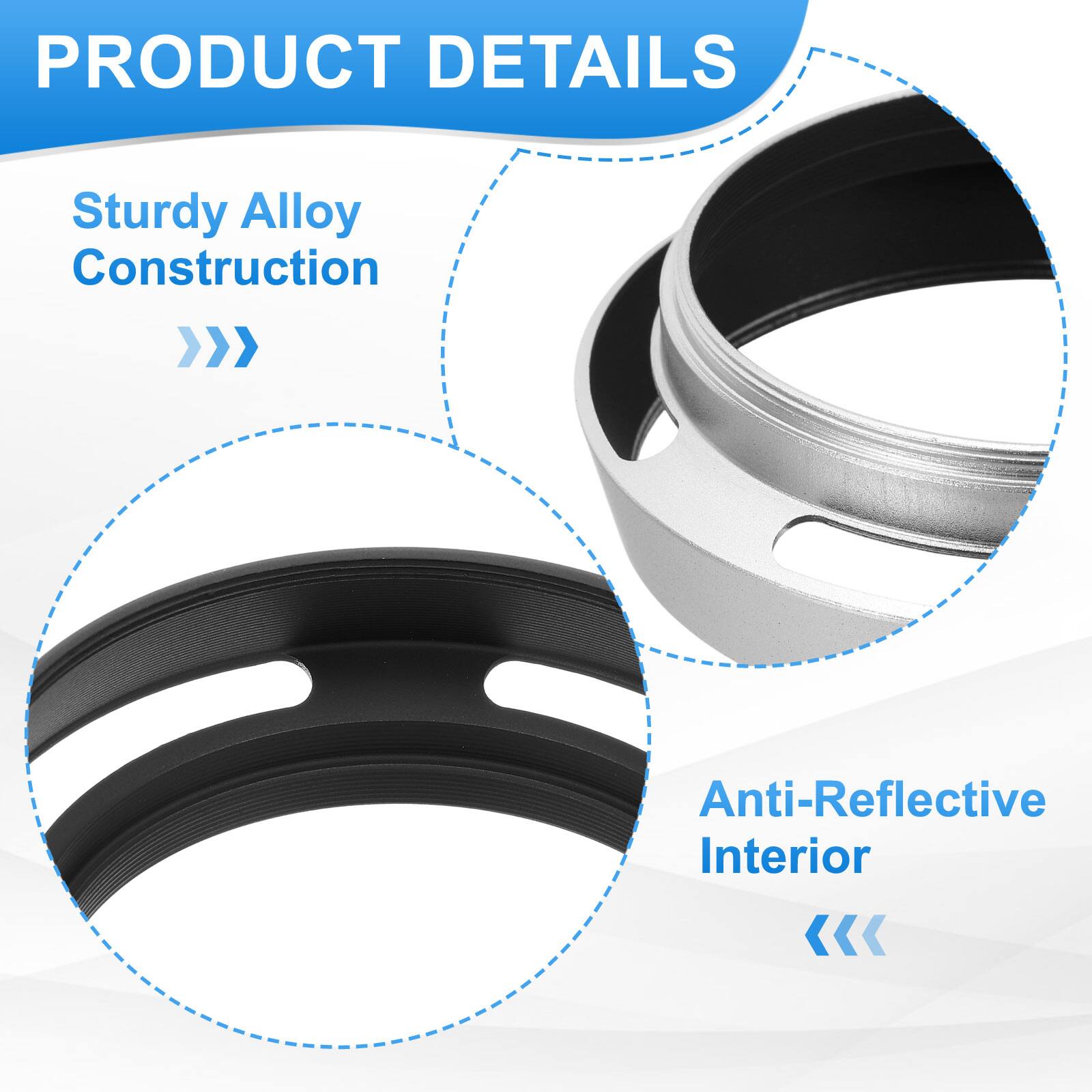 Unique Bargains 46mm Lens Hood, Universal Metal Hollow Curved Screw in ...