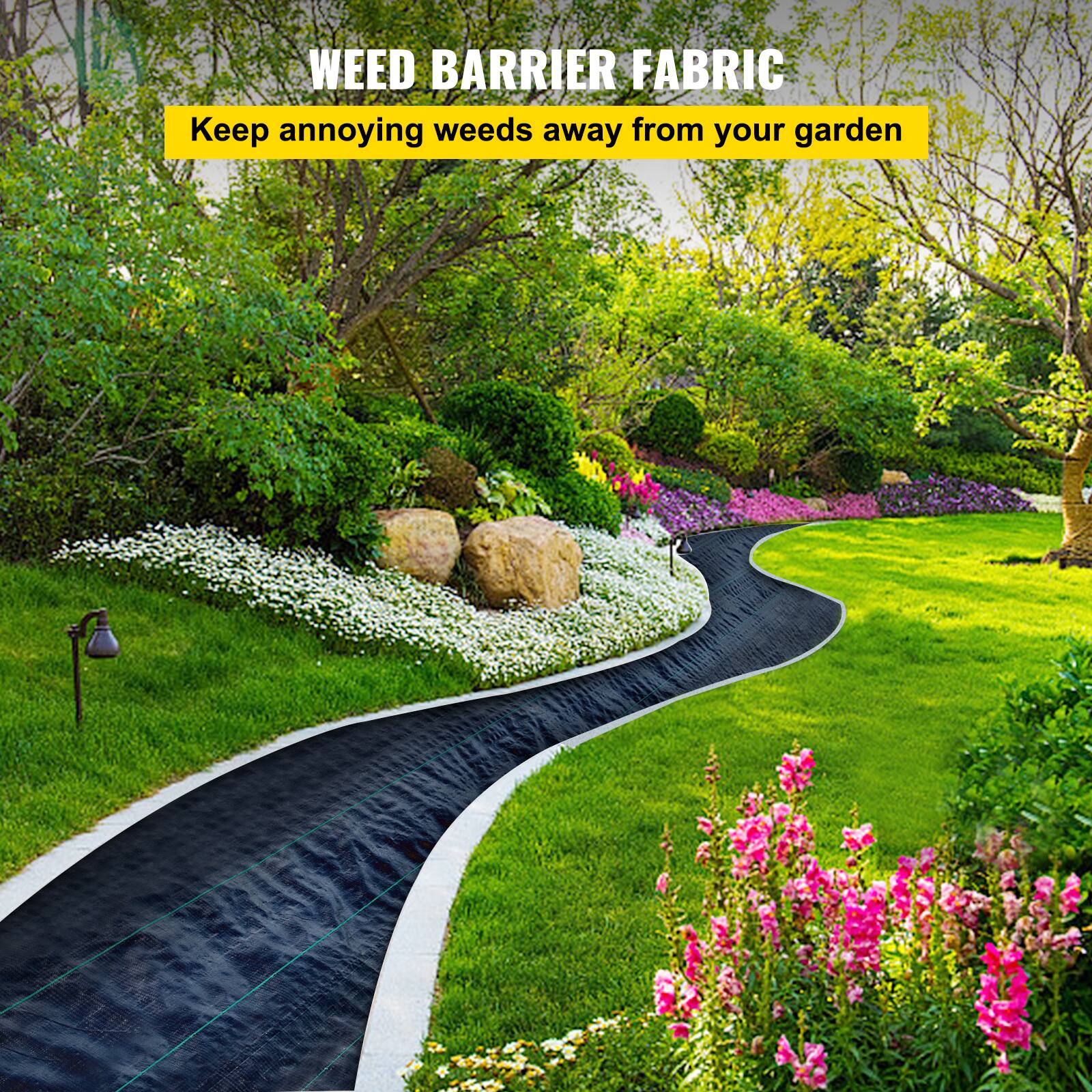 VEVOR Weed Barrier Landscape Fabric, 6 x 250 ft, 4.1 Oz Premium Woven ...