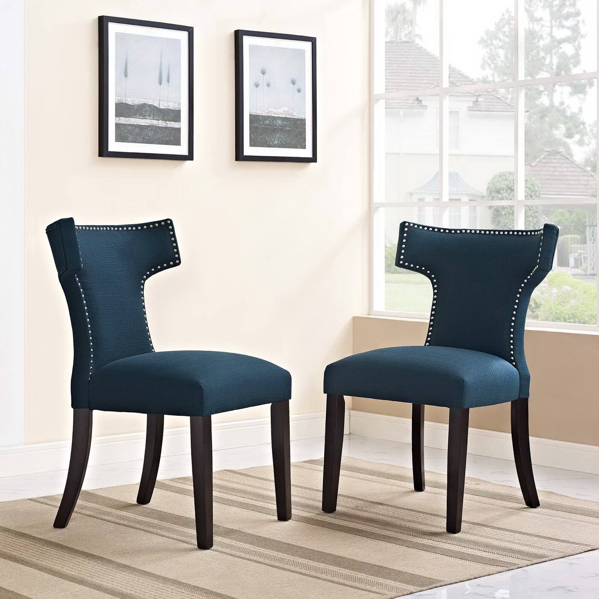 Curve Fabric Dining Side Chair Set of 2 by Modway Blue EEI-2741 - Best Buy