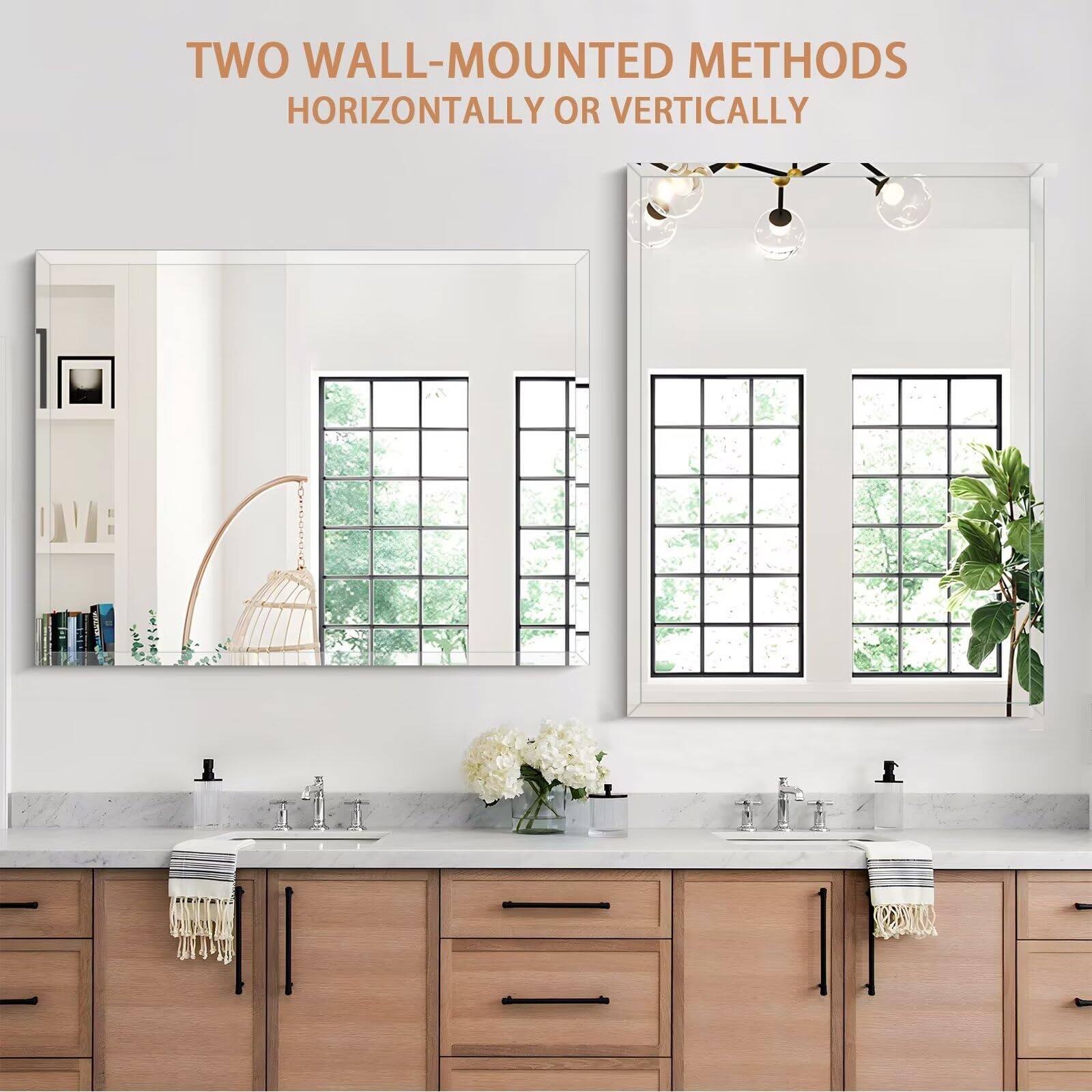 Comfort Essence Frameless Mirror For Bathroom Vanity 12x16in Wall ...