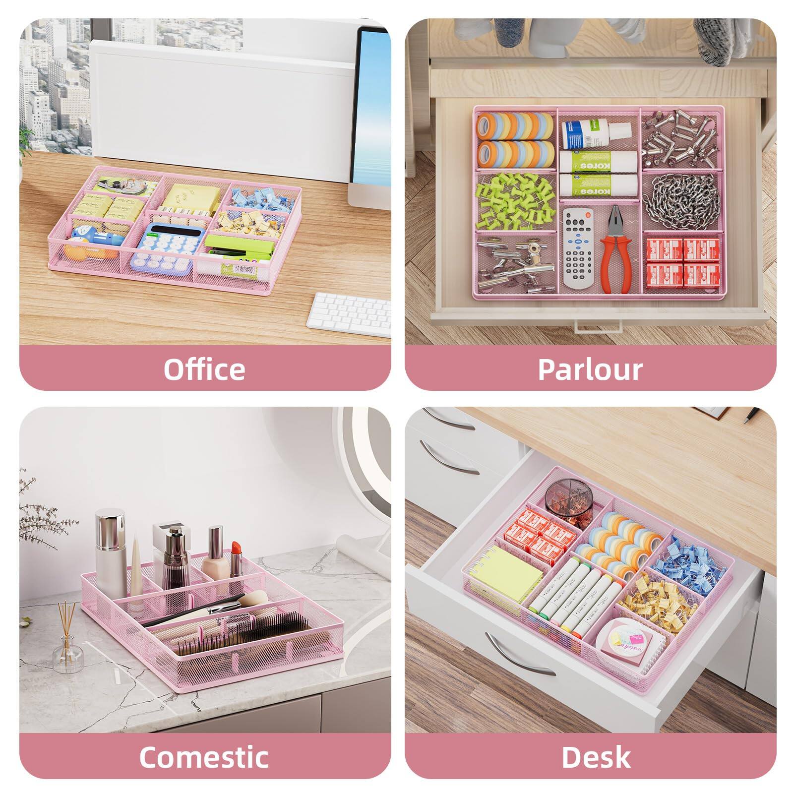 Paradigms Interiors Desk Drawer Organizer Metal Mesh Tray With 5 ...