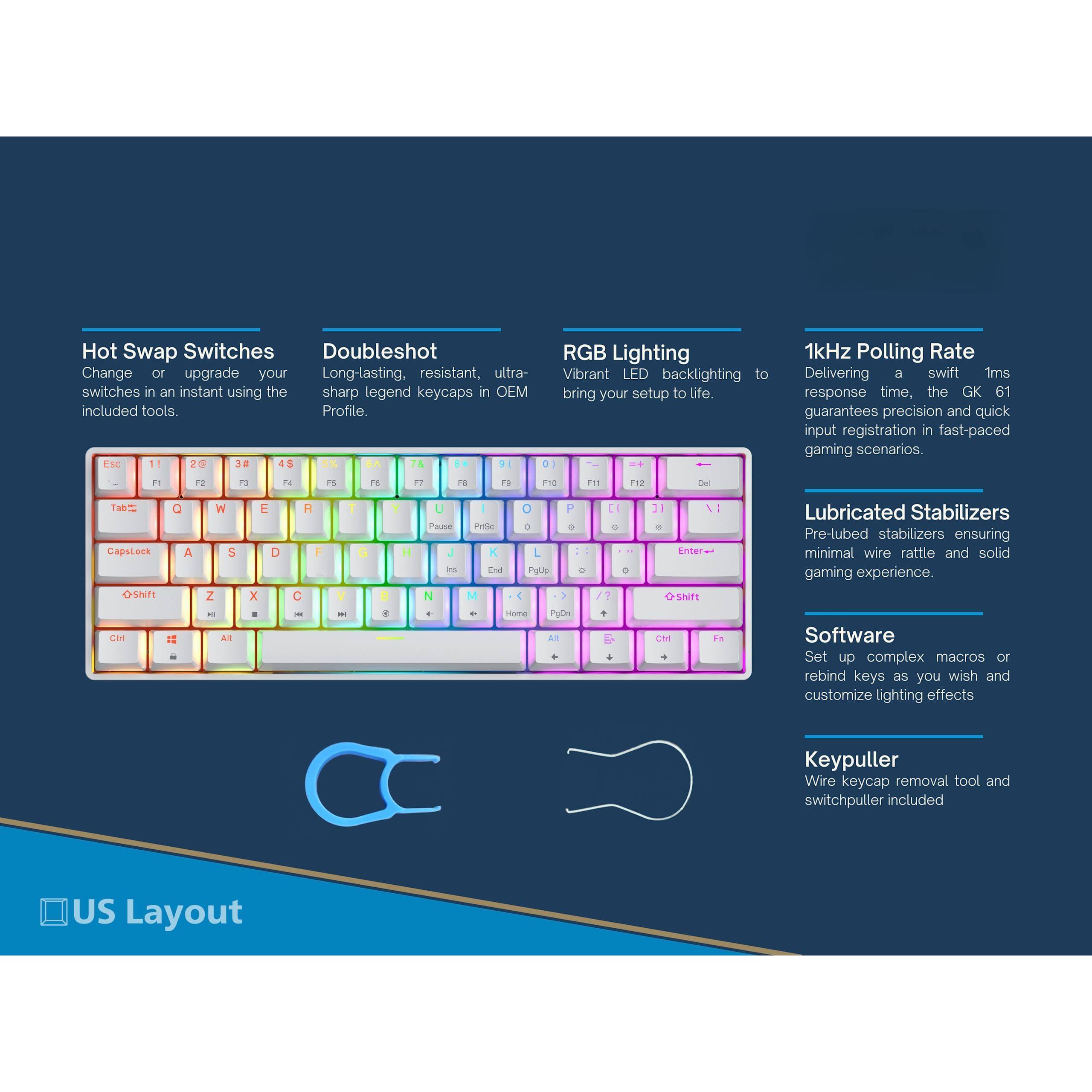 Earthley Blooms Gk61 60 Hot Swappable Mechanical Gaming Rgb Led Backlit ...