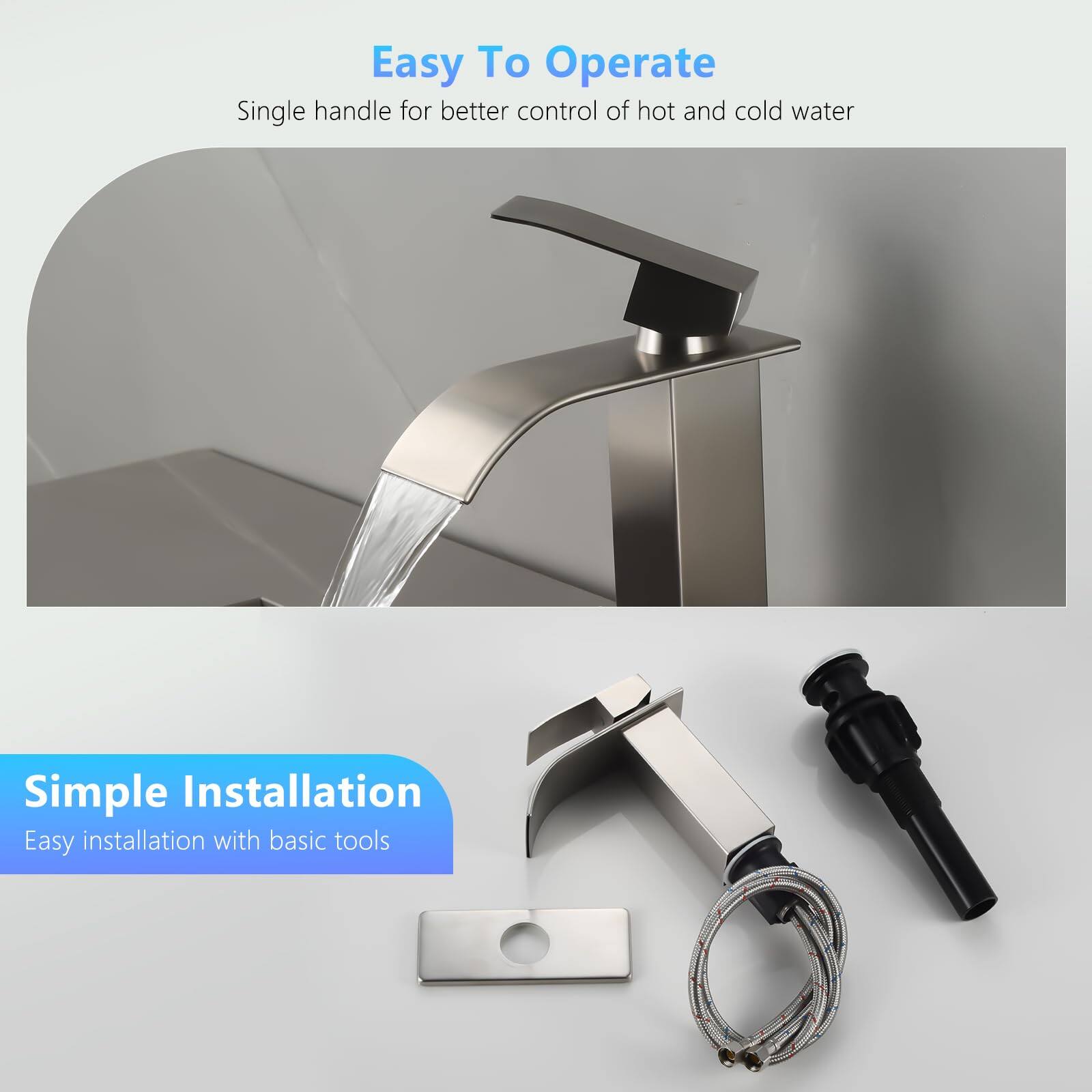 Paradigms Interiors Waterfall Bathroom Faucet Brushed Nickel Sink ...