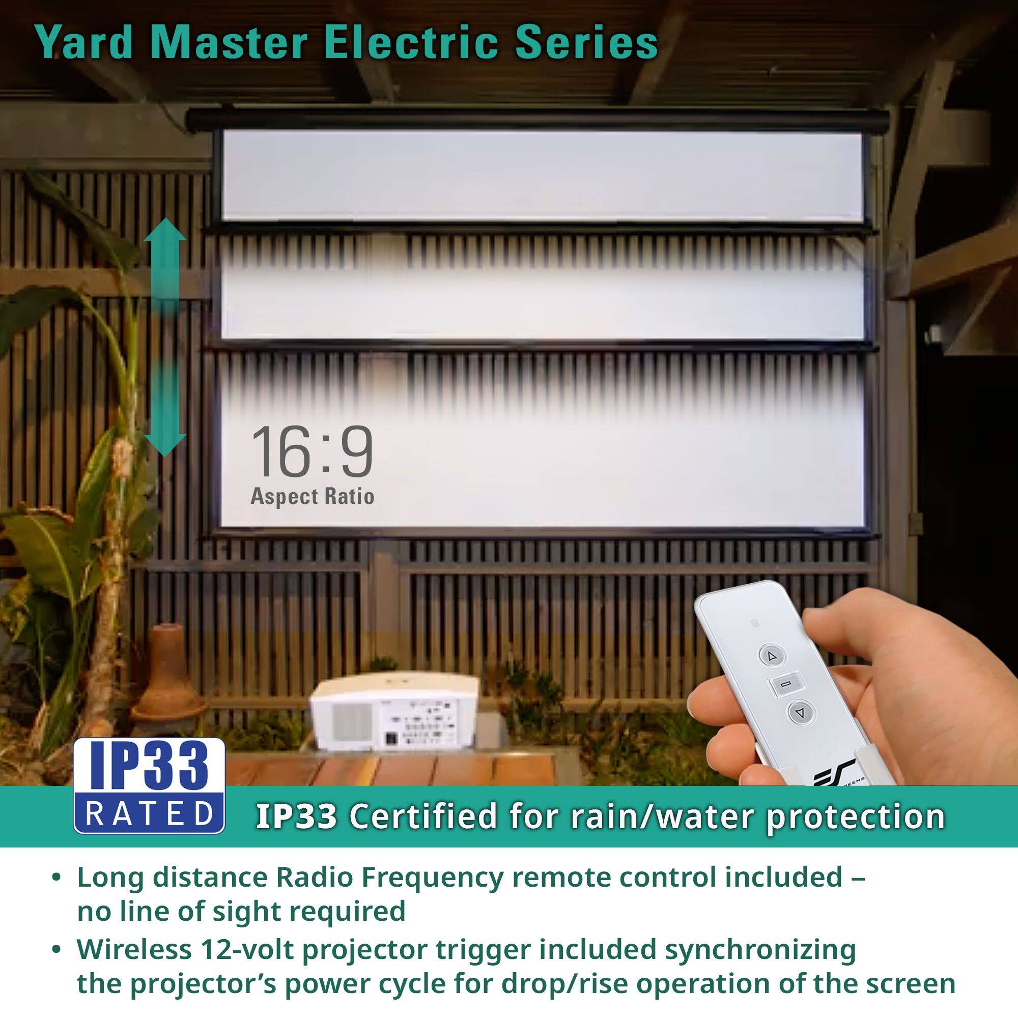 Elite Screens Yard Master Electric Outdoor Matte White Screen, 180 ...