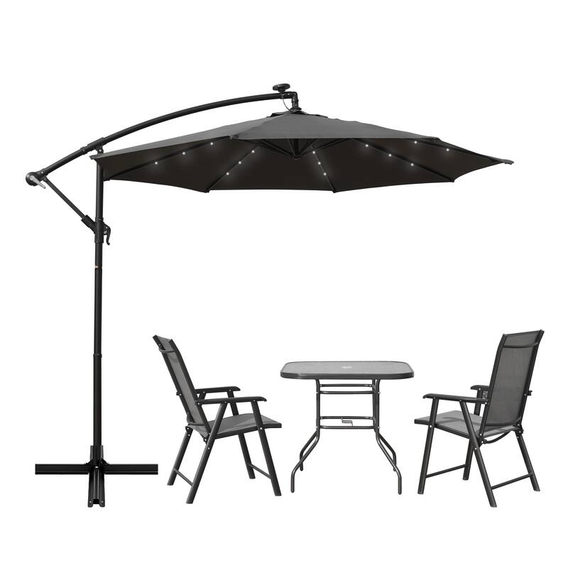 LeisureMod Willry Solar Powered Patio LED Umbrella with Crank and ...