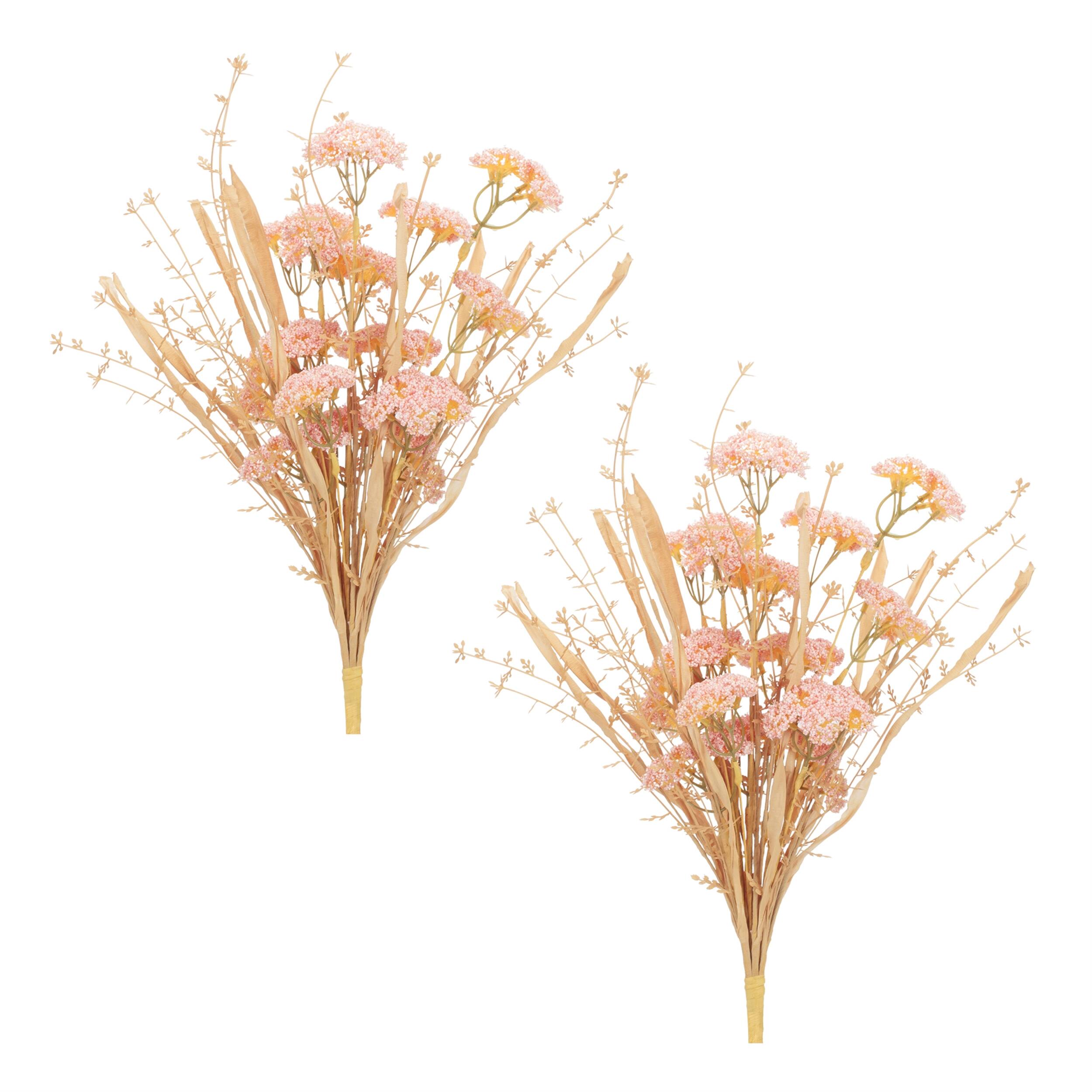 BreeBe Blush Floral Grass Bush (Set of 2) Pink, Beige 92785DS - Best Buy