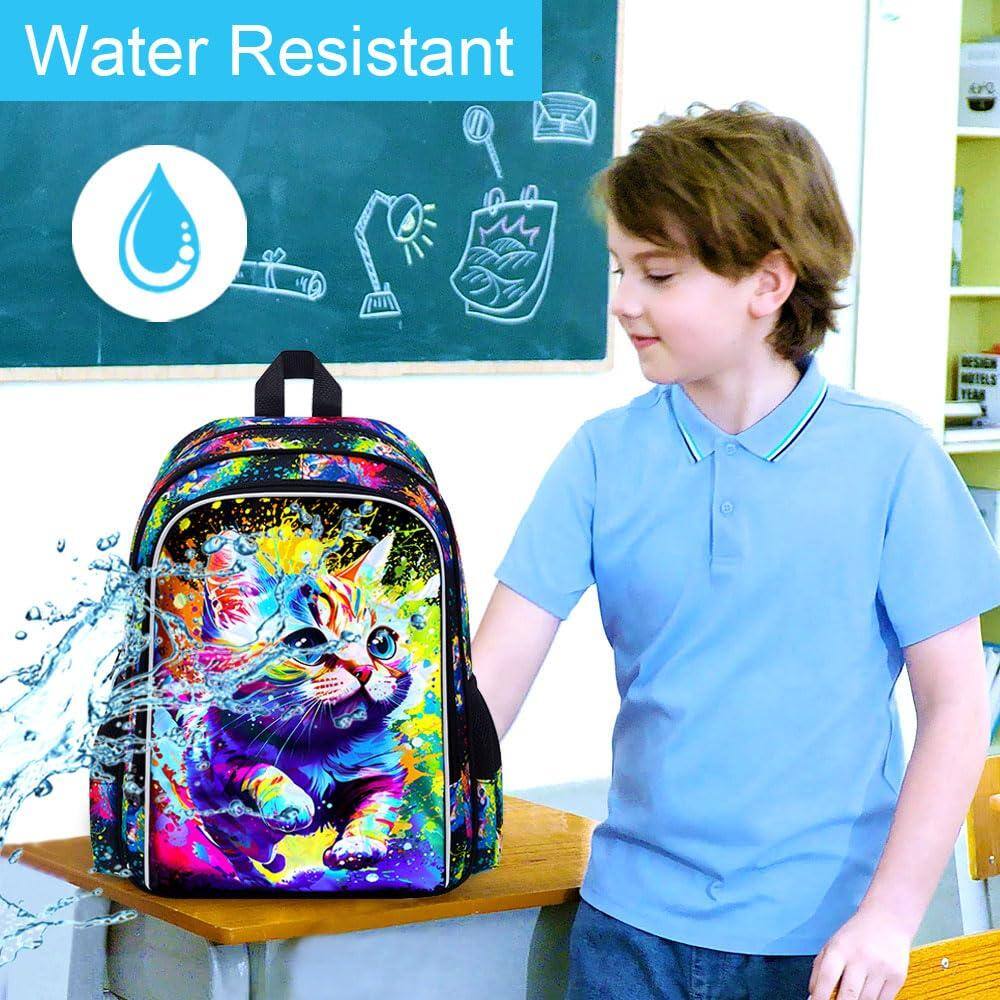 Stamp n Camp 16" Cat Backpack For 3pcs Bookbag Elementary School ...