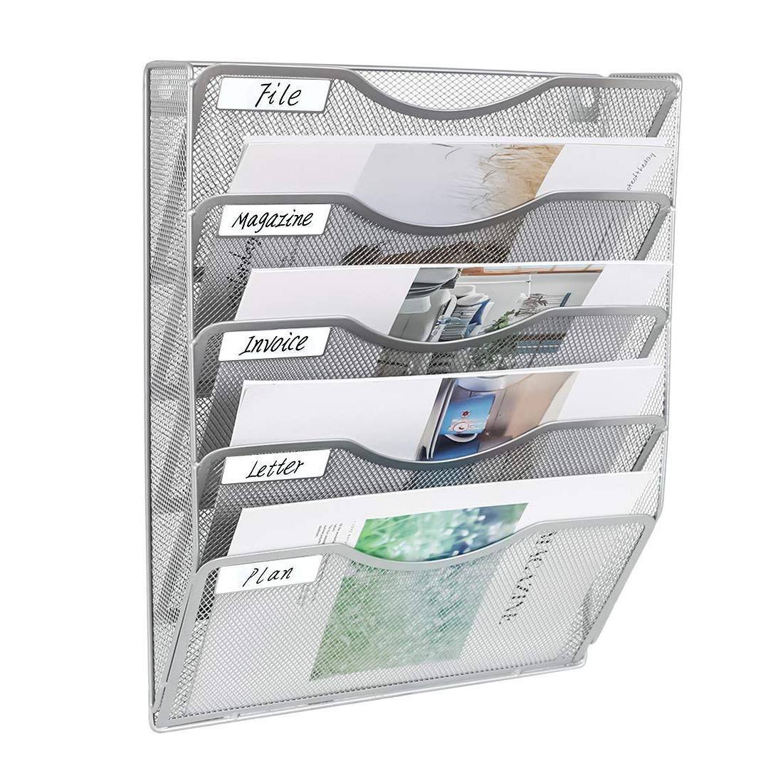 Dapper Styles 5 Pocket Mesh Hanging Wall File Organizer With Key Holder ...