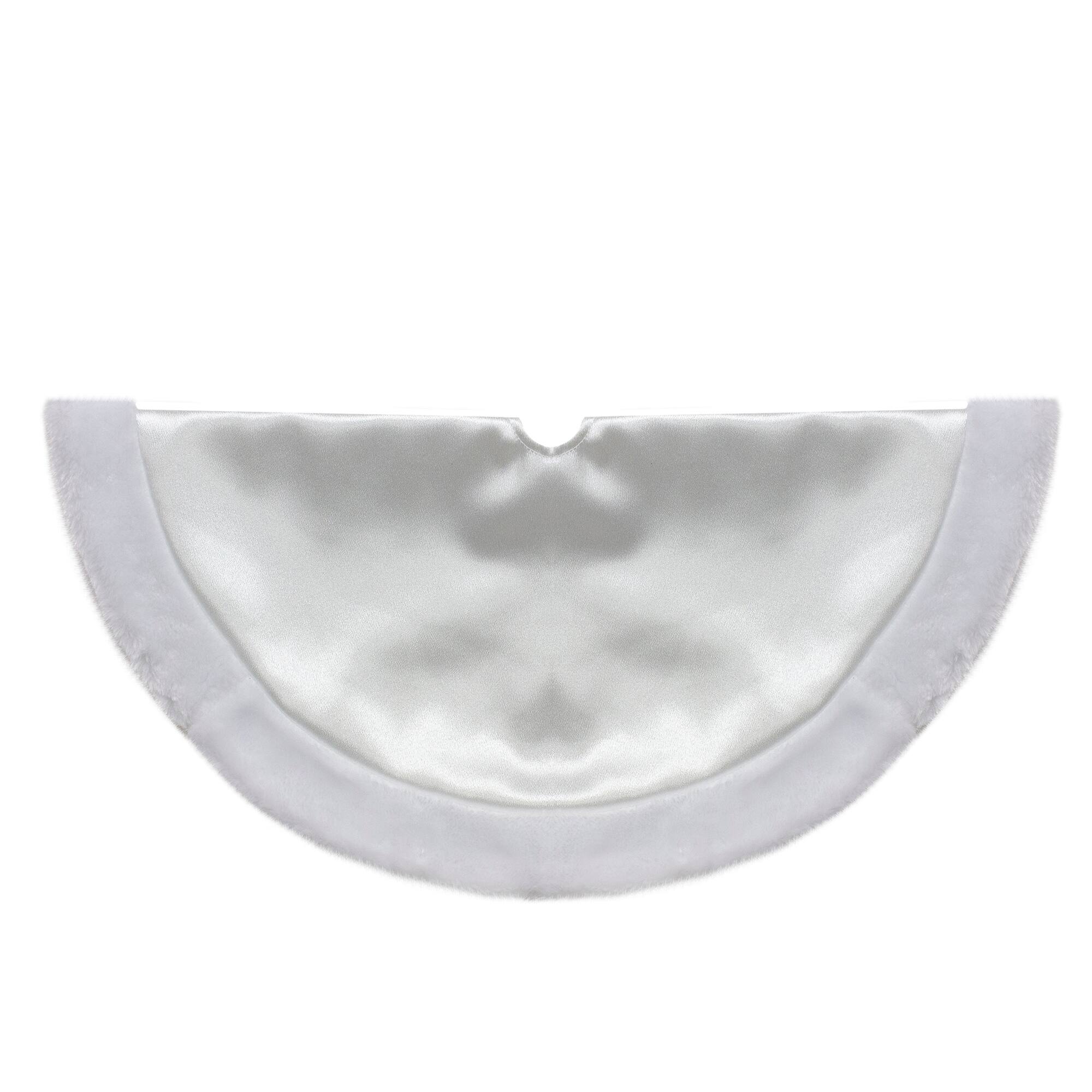 Northlight Mini Satin Christmas Tree Skirt with Faux Fur 20" White ...
