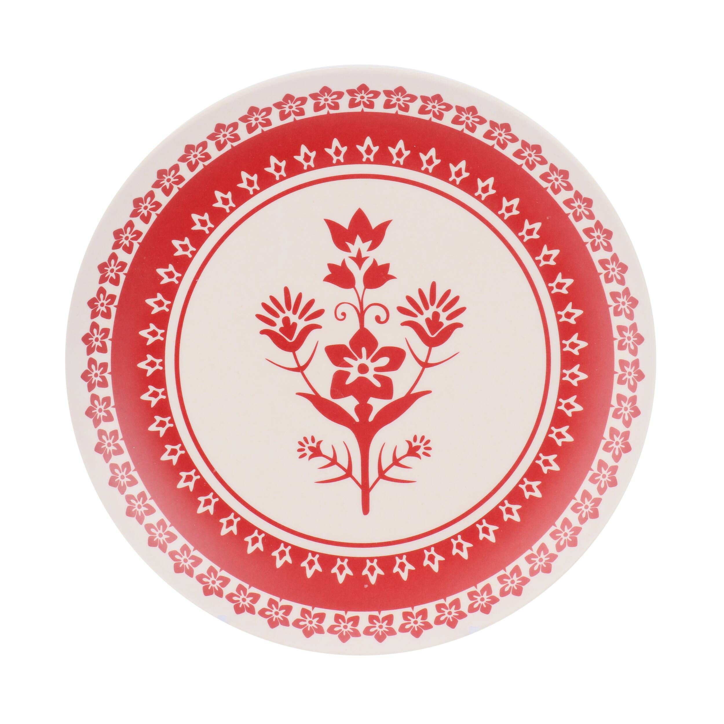 Martha Stewart 12 Piece Round Bamboo Fiber Dinnerware Set Red ...