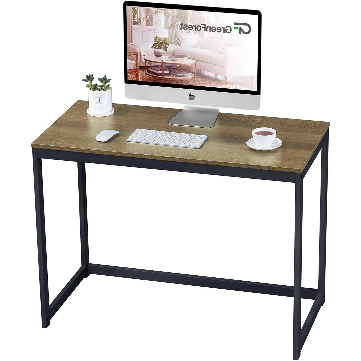 Hivvago Small Home Office Modern Laptop Computer Desk Table Metal Frame ...