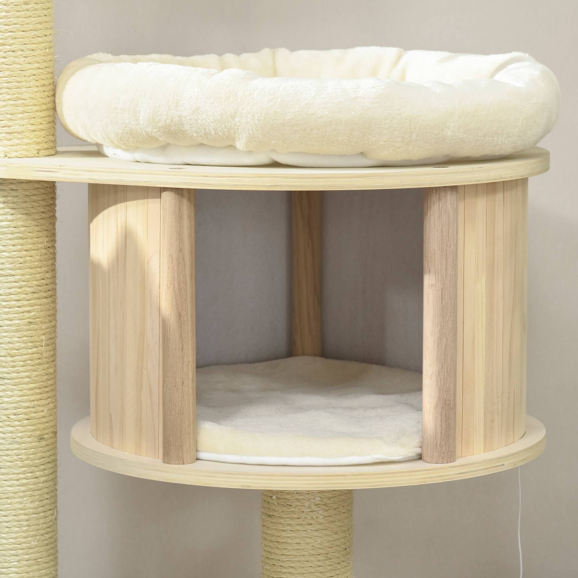 Siljoy PawHut 3 Level Cat Tree with Hideaway Home, Sisal Scratching ...