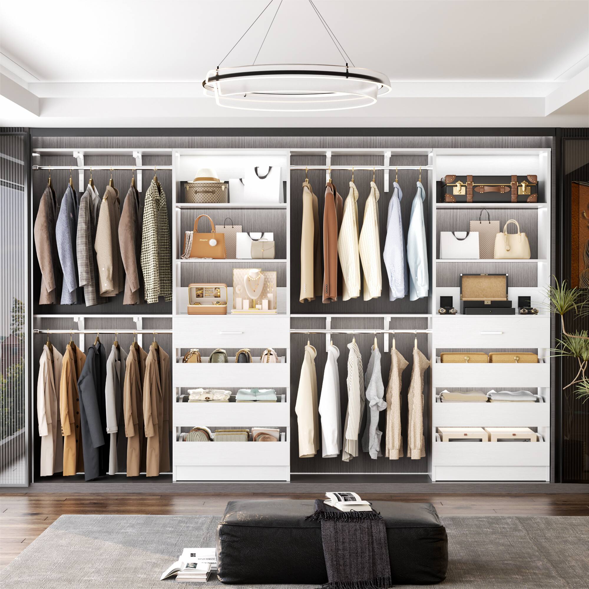Aheaplus 7 12FT Custom Wood Closet Organizer with 8 Drawers & 4 ...
