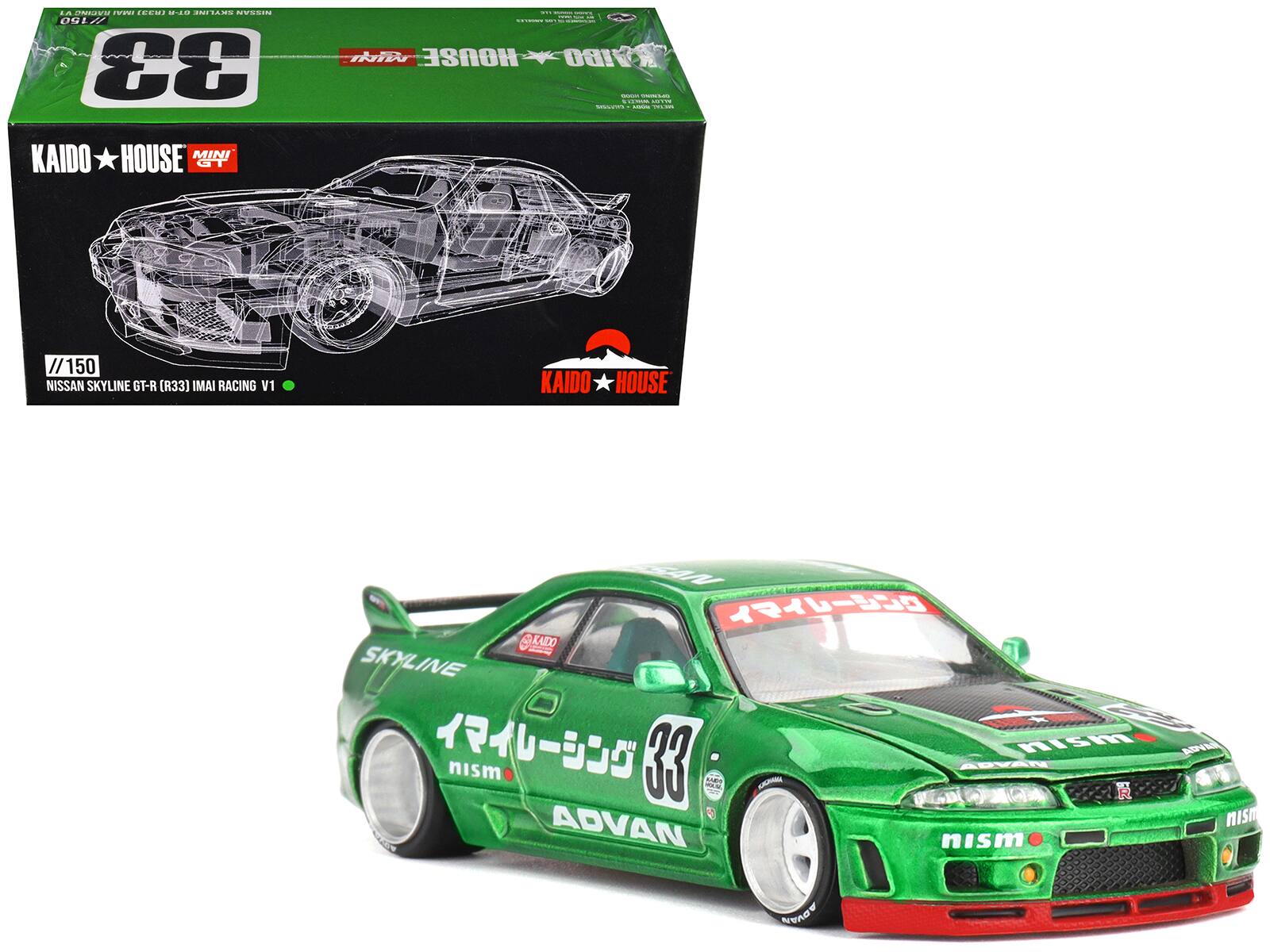 Mini GT Nissan Skyline GT R R33 RHD #33 Imai Racing V1 Metallic Kaido ...