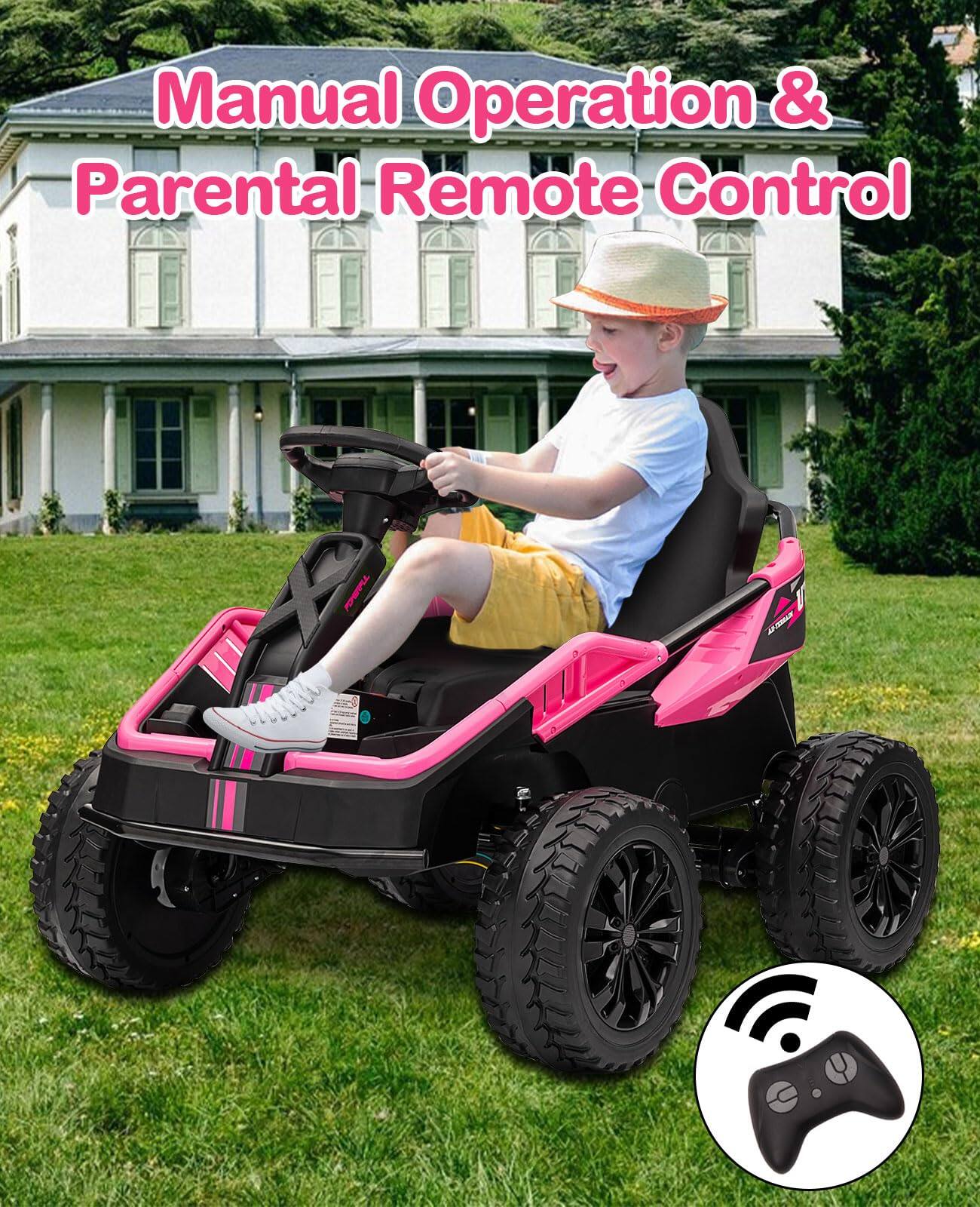 GARVEE 24V Kids Electric Car, 200W 4x4 Ride On Toy, Parent Control, Adjustable 16" Seat, 6MPH, 4 ...