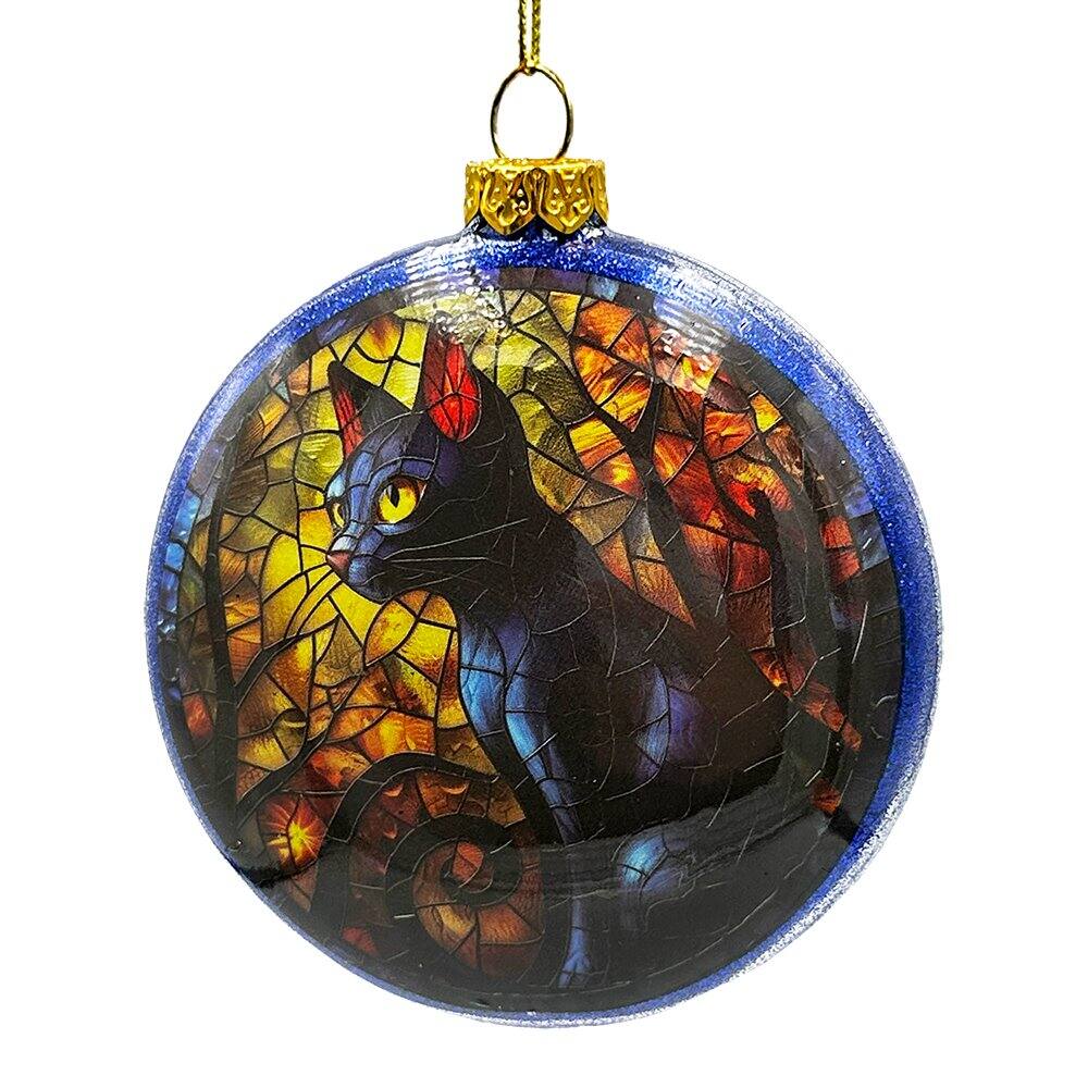 OrnamentallyYou Witch and Black Cat Stained Glass Handblown Ornament ...