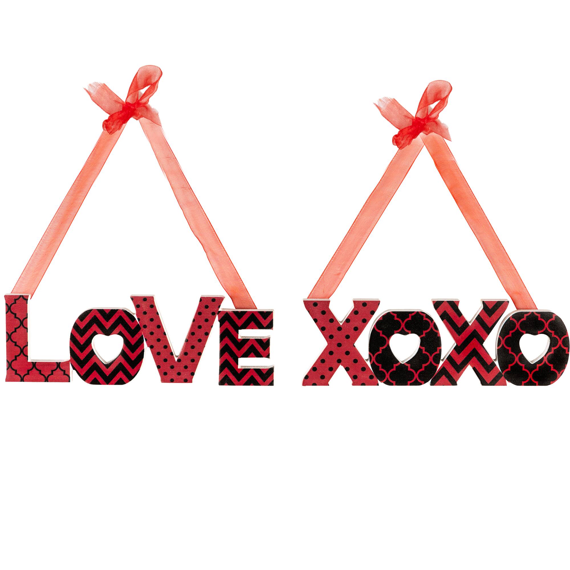 Northlight Wooden LOVE and XOXO Valentine's Day Wall Decorations 8" and ...