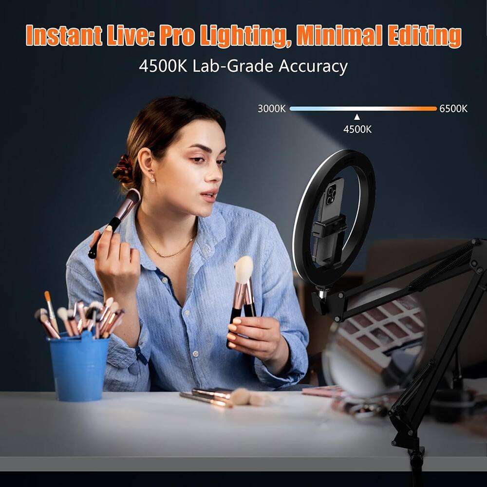 PARKER SLATER 10" clip on overhead ring light with phone mount, 360 ...