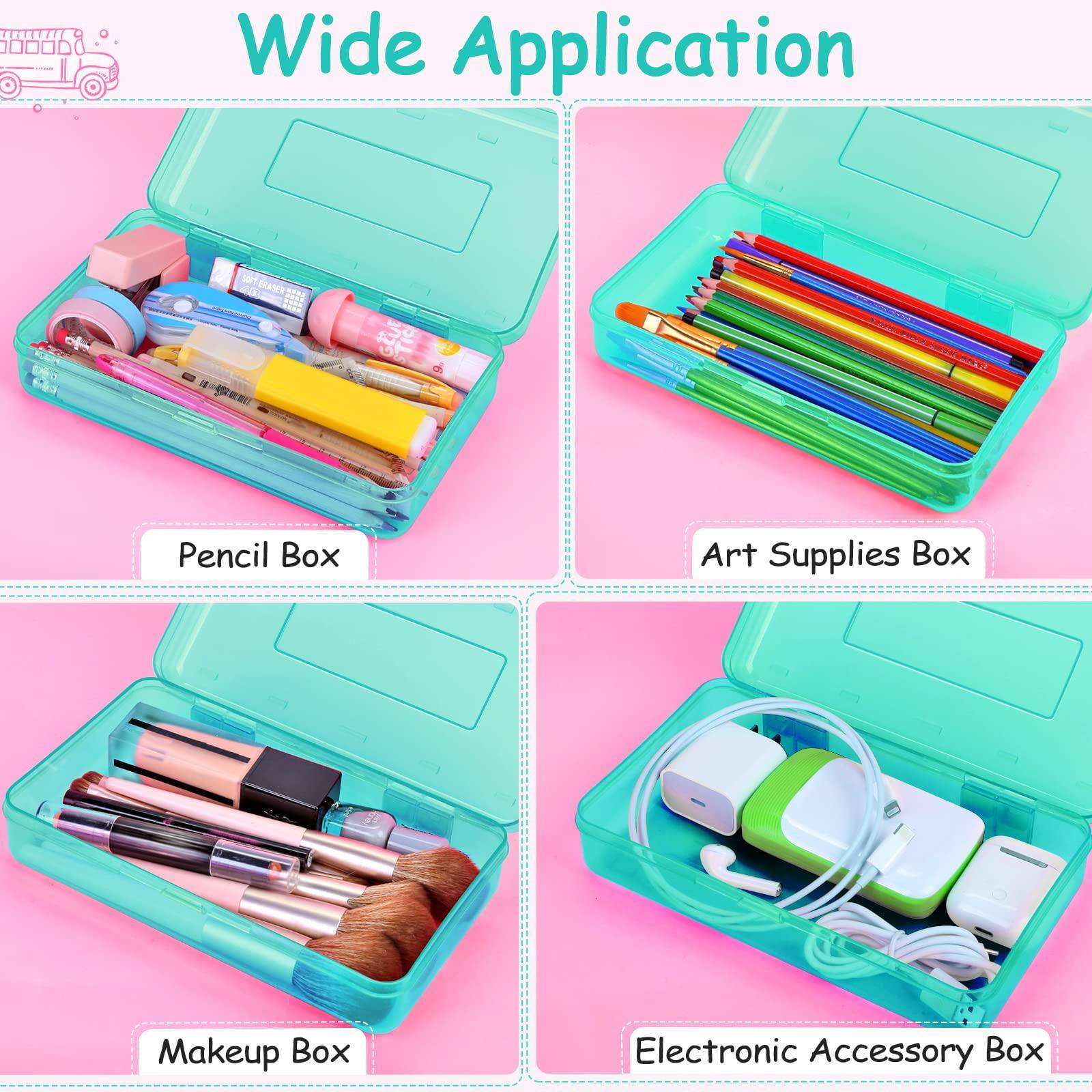 Dapper Styles Pencil Box Plastic Hard Case With Stickers Crayon Lid Stackable Storage Art Craft ...