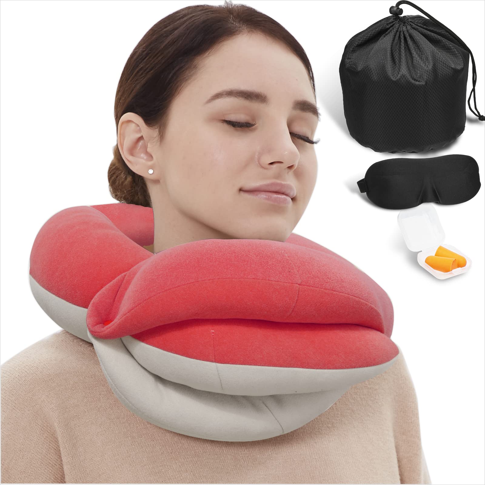 Pacoar Cade Travel Pillows For Airplane 360° Head Support Sleeping Long ...