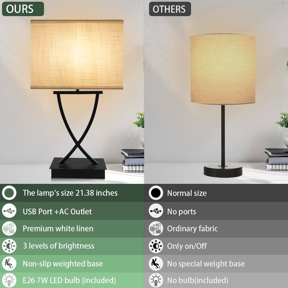 Reds Spade Way Dimmable Touch Control Table Lamp Type USB Charging Port ...