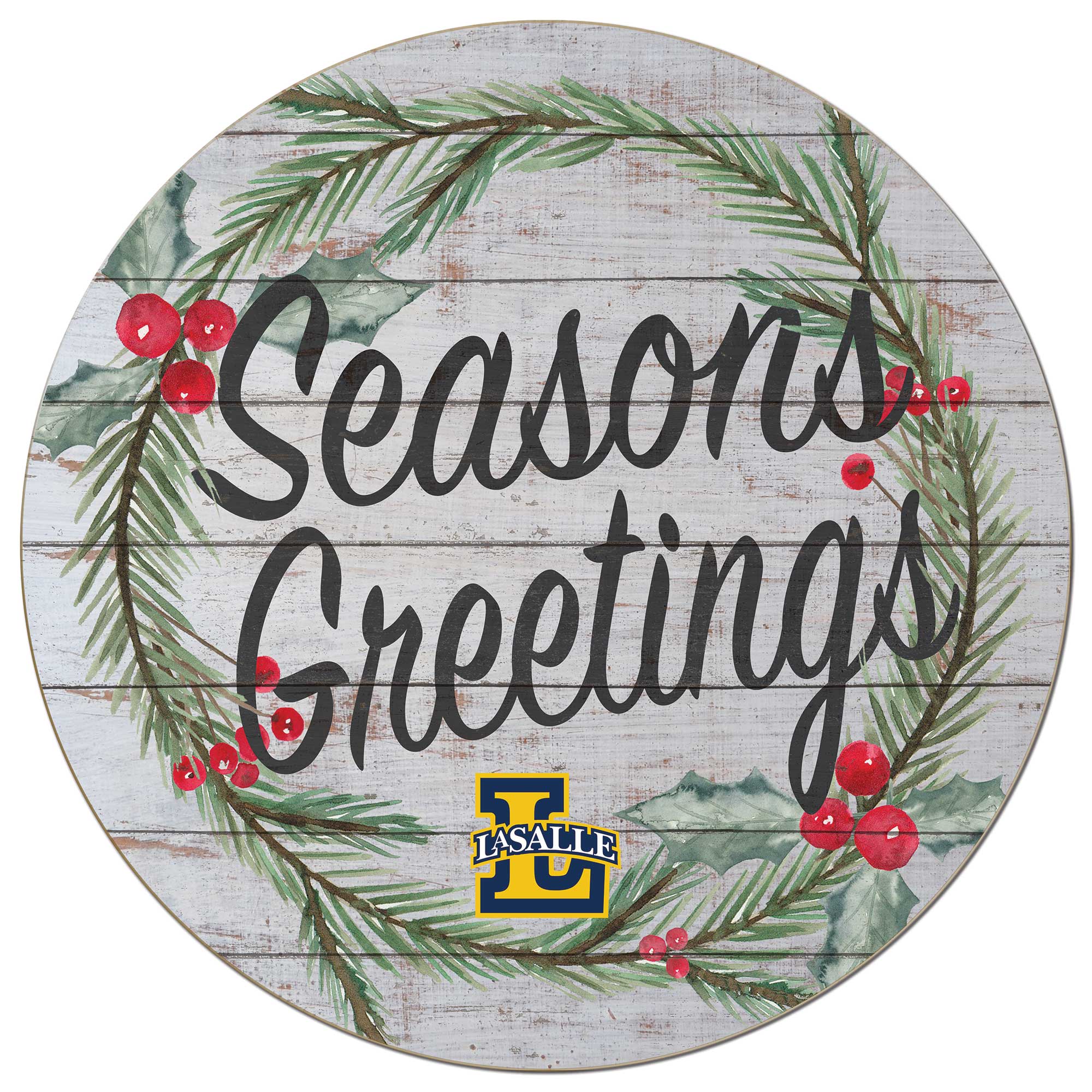 Jardine La Salle Explorers 20'' x 20'' Season's Greetings Circle White ...