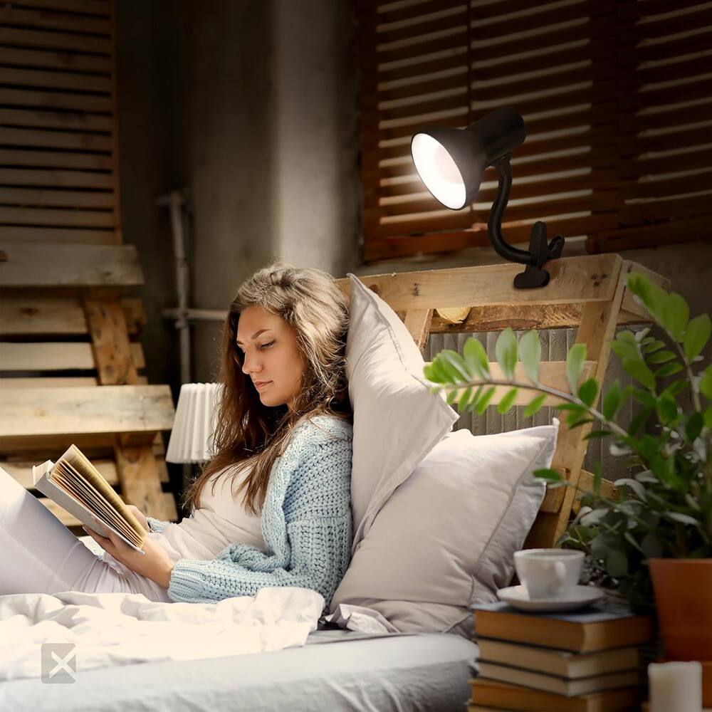 Schertz LED Clip On Desk Lamp with 360° Flexible Gooseneck, Bedside ...