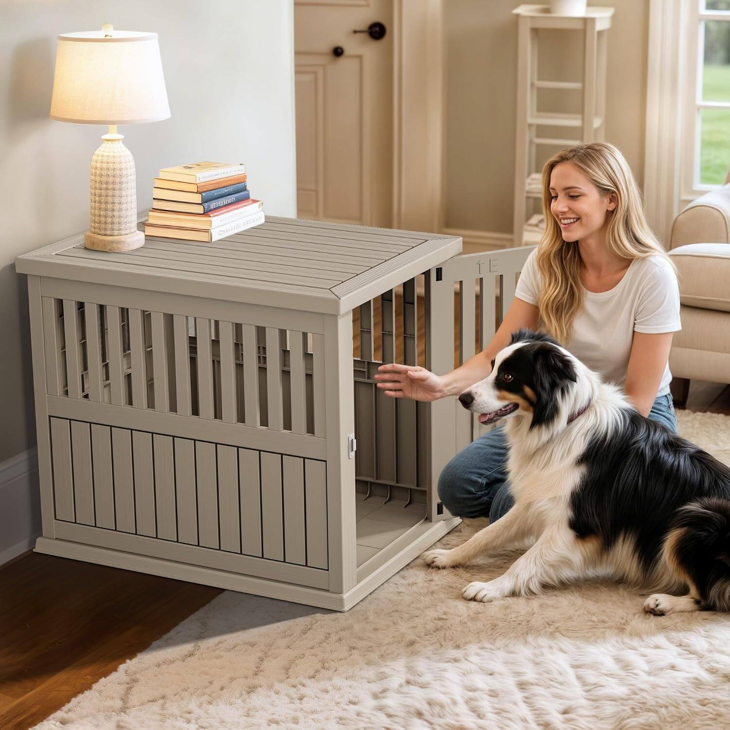 Decksplore Plastic Dog Crate, Furniture Style Nightstand & Side Table ...