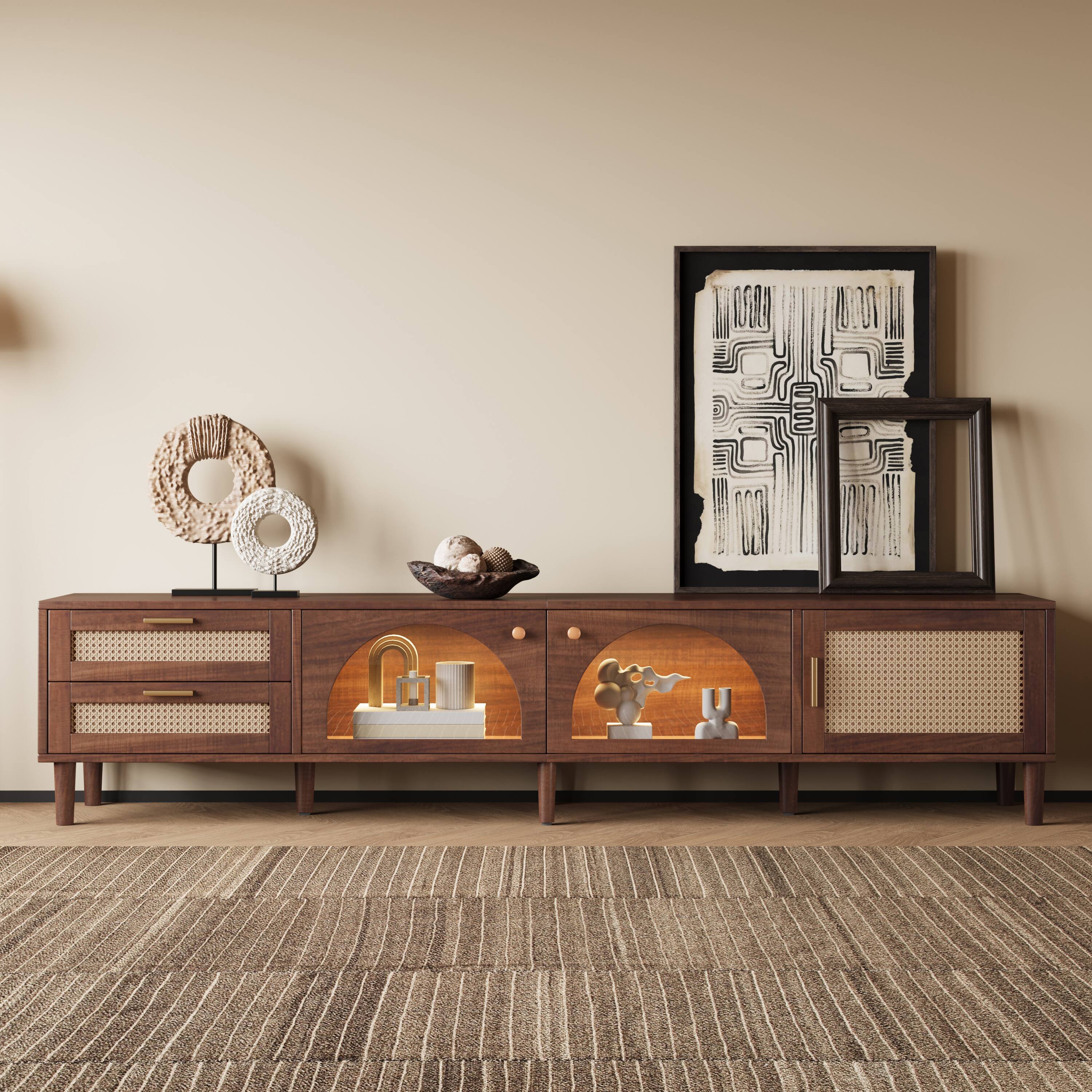 TinyHomie 86 inch TV Stand for TVs up to 90 inch for Living Room Dark ...