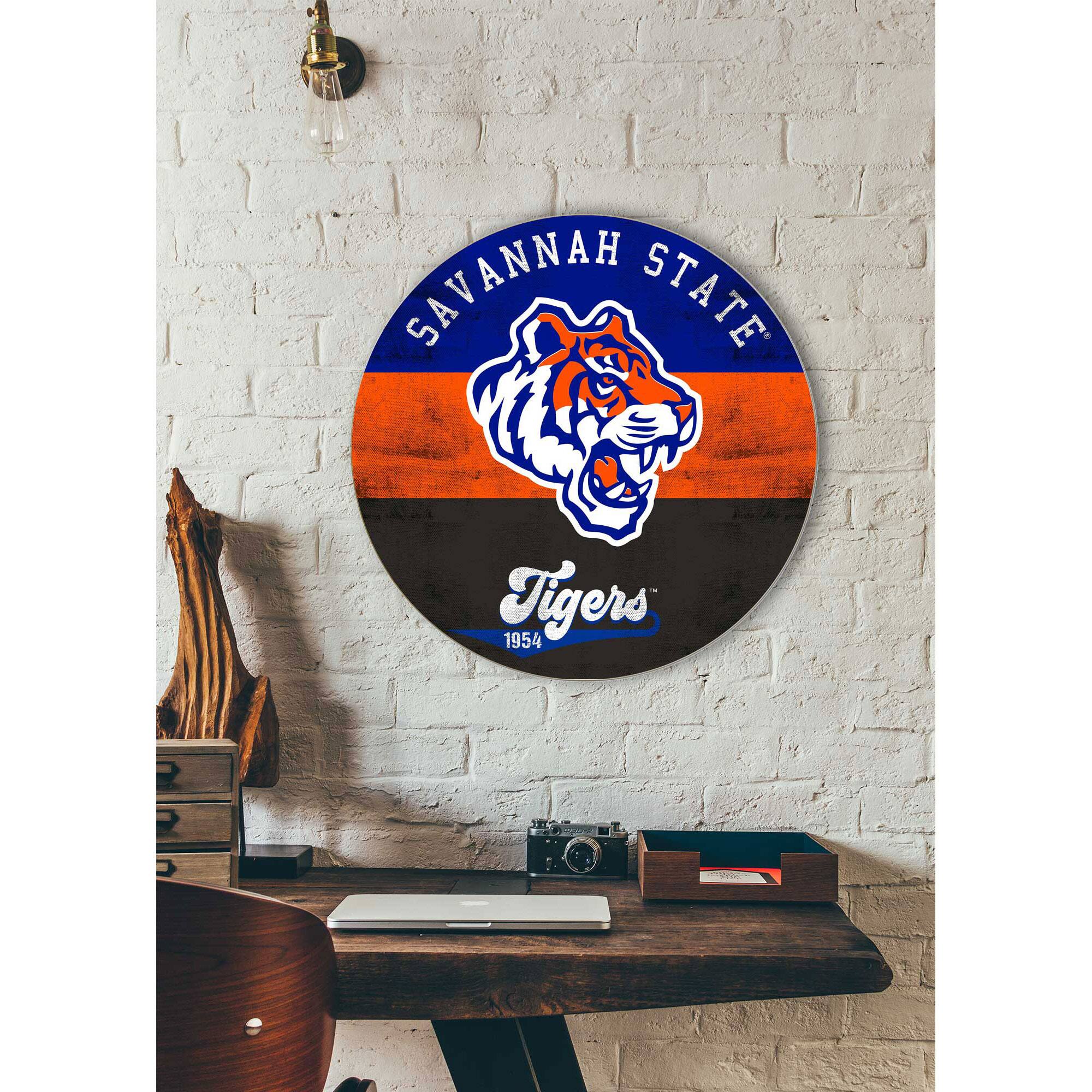 Jardine Savannah State Tigers 20'' x 20'' Retro Logo Circle Sign Blue ...