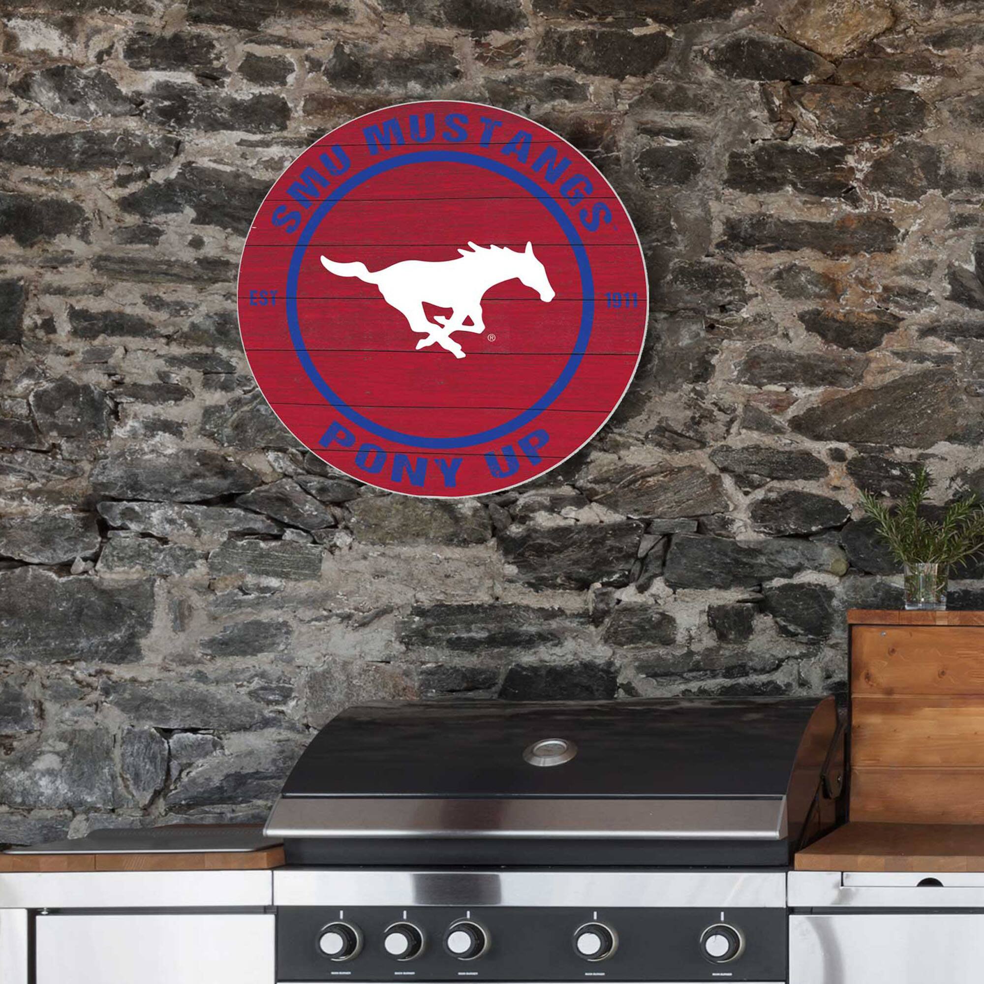 Jardine SMU Mustangs 20'' x 20'' Indoor/Outdoor Circle Sign Red 4952481 ...