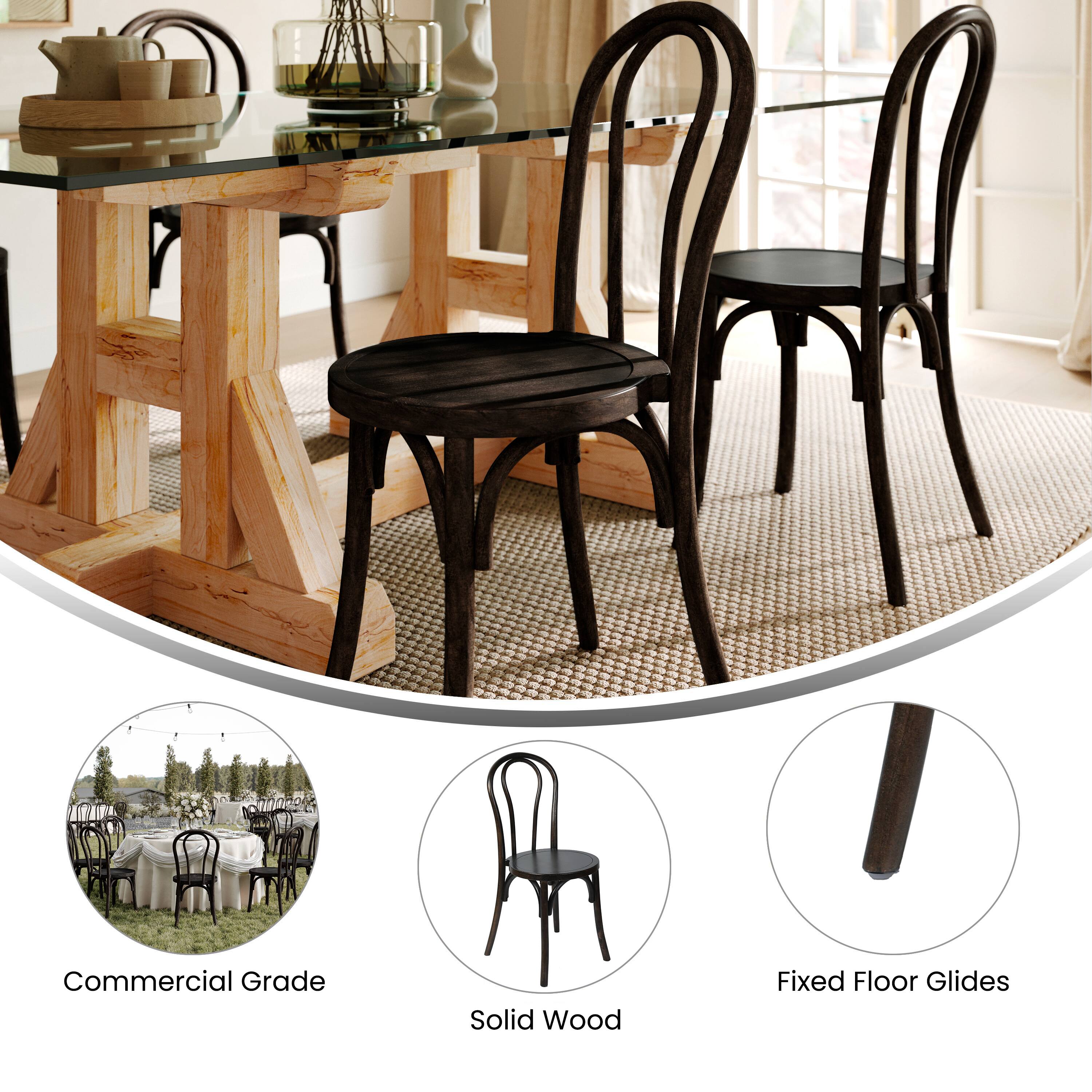 Emma + Oliver Swartz Set of 2 Solid Wood Thonet Style Stack Dining ...