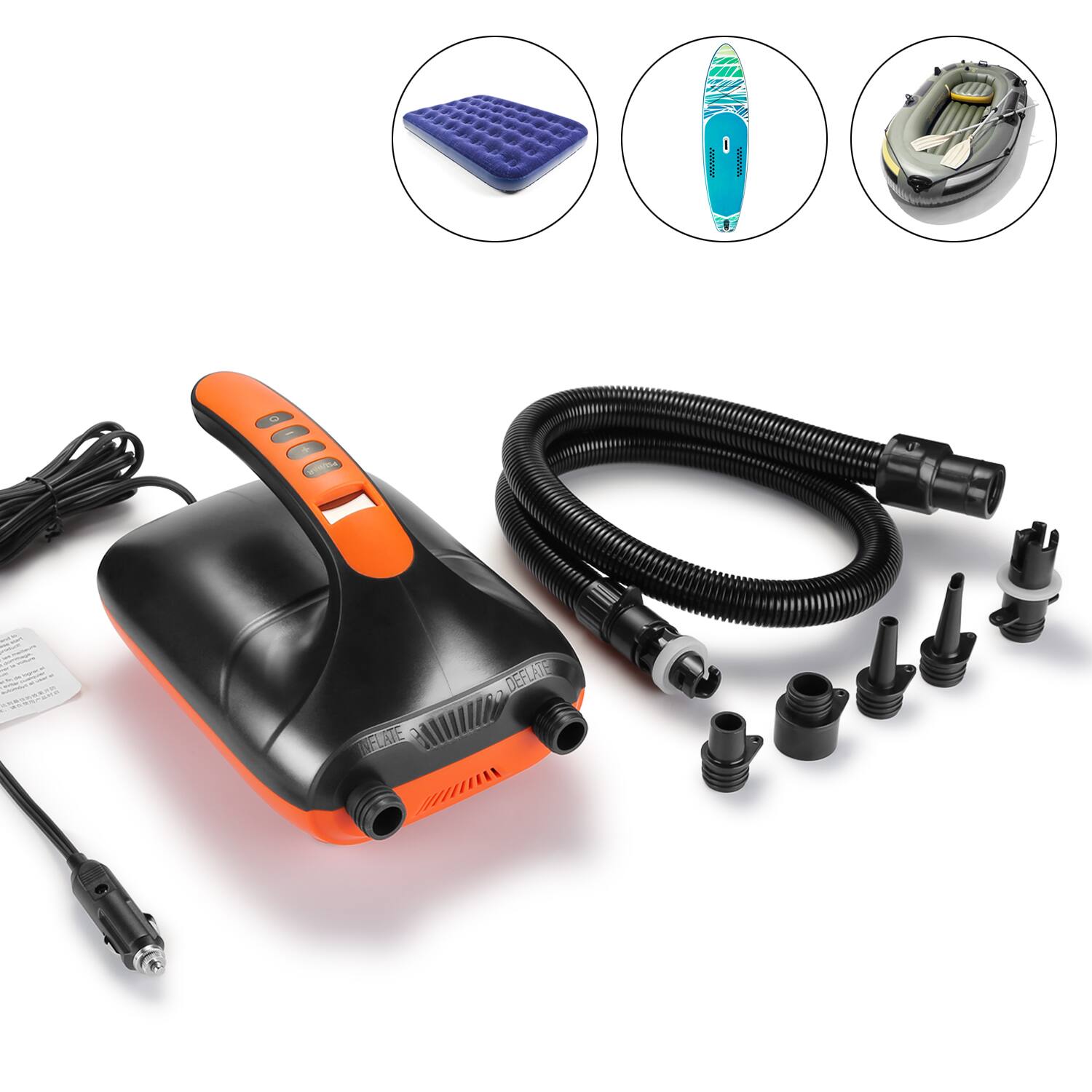 AGPtek 20PSI Digital Electric Paddle Board Pump for Inflatables Sup Pump Black Orange BP15 ...