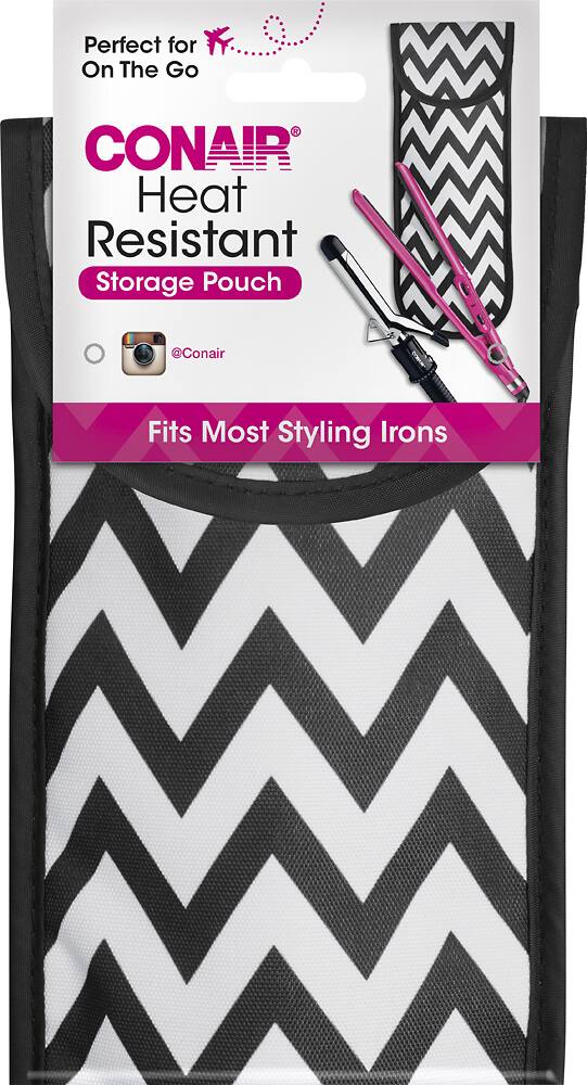 Best Buy: Conair Heat Resistant Storage Pouch Black and white chevron C4CH