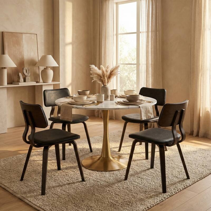 LeisureMod Bristol 31" Round Minimalist Dining Table, Sintered Stone or ...