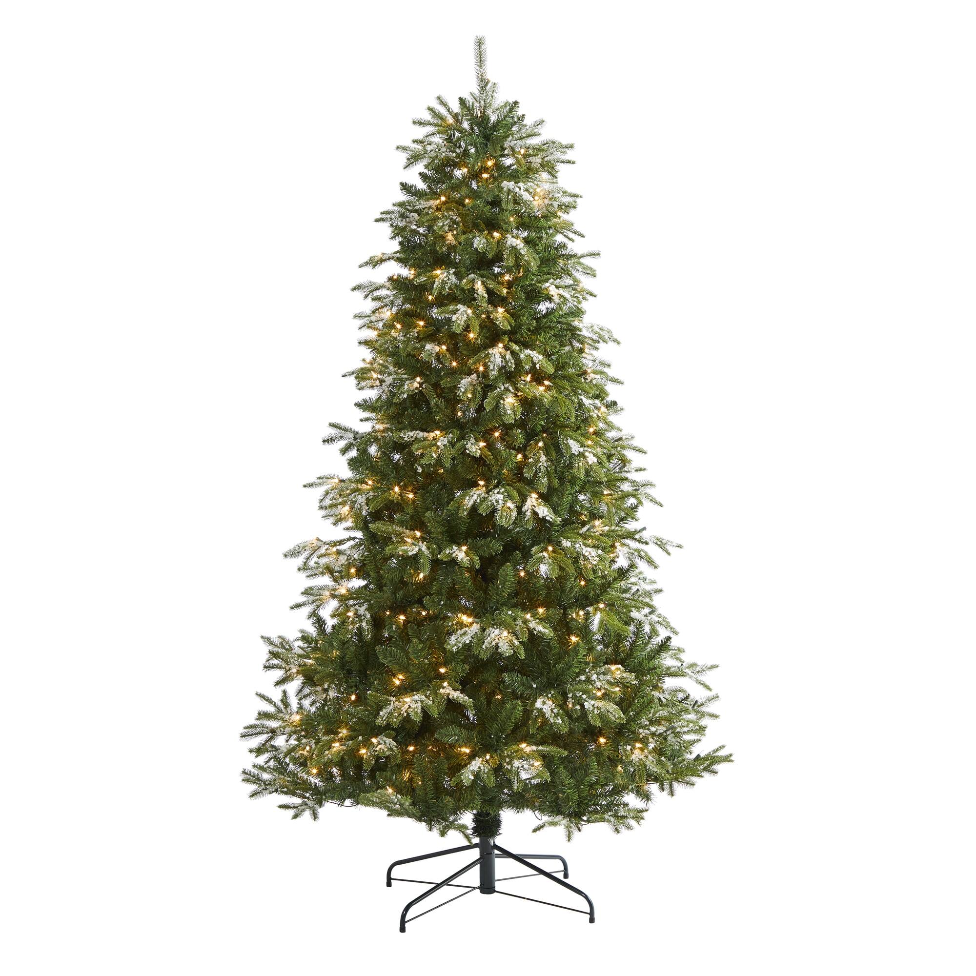 BreeBe 7’ Snowed Teton Fir Xmas Tree with 500 Lights and 1050 Tips ...