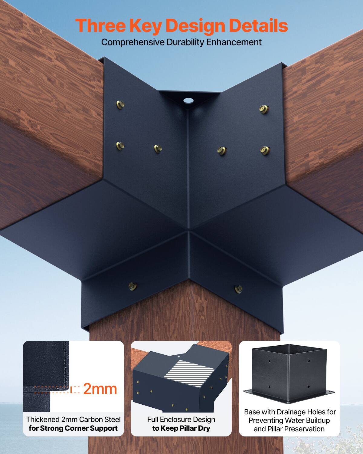 VEVOR 6x6 Inch Pergola Bracket Kit (Inner Size 5.5x5.5), Set of 4 Heavy ...