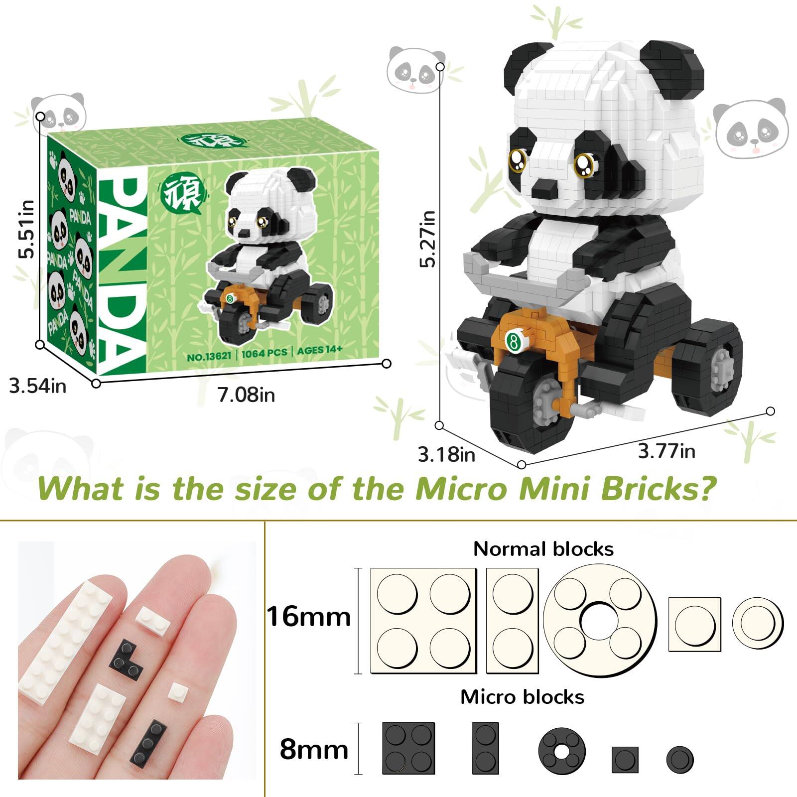 EZTW1 Panda Mini Building For Adults 1064 Blocks Animals Sets Goodie ...