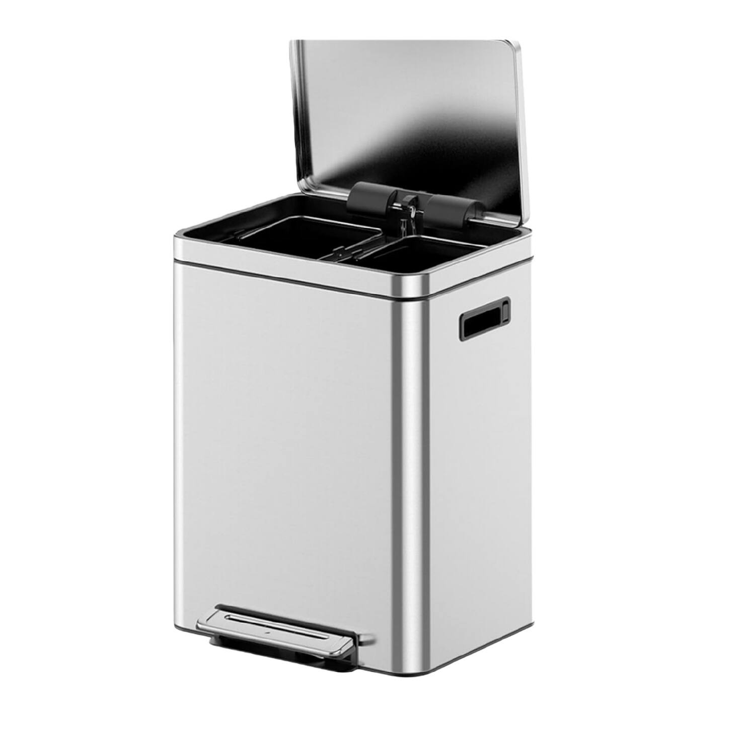 GARVEE Dual Compartment Kitchen Trash Can 10.6 Gal (2 x 20L) Stainless ...