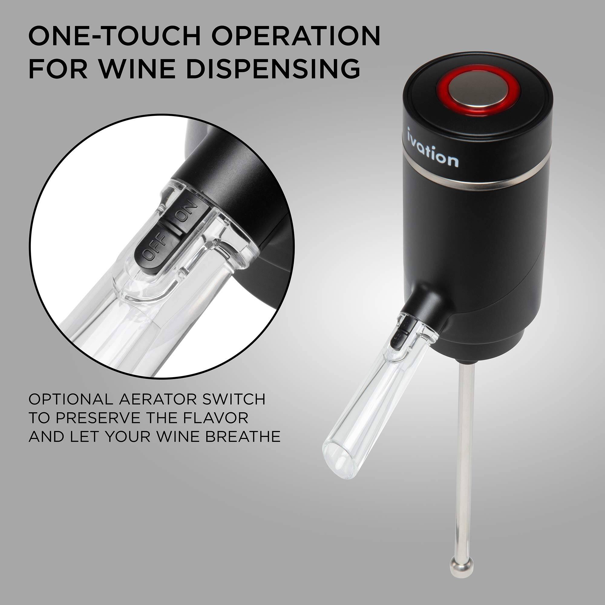 Ivation Electric Wine Aerator and Dispenser, Rechargeable Automatic ...
