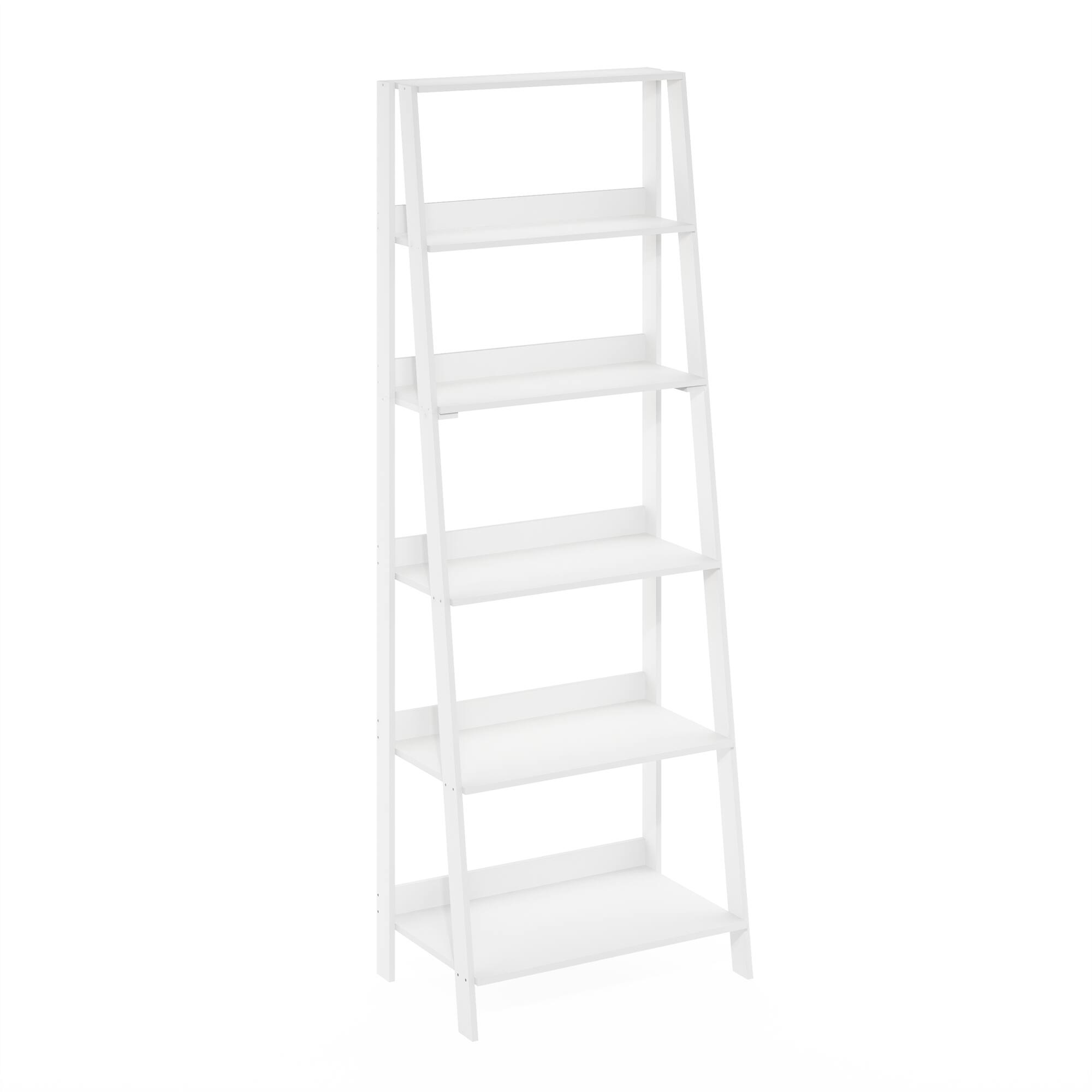 Furinno Ladder Bookcase Display Shelf, 6 Tier, White White 23220WH ...