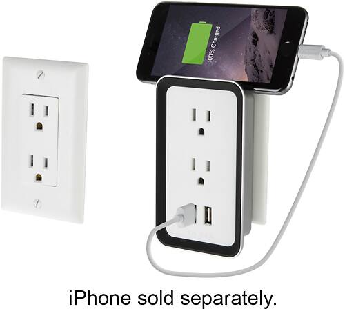 Best Buy: atomi Plate Power Wall Plate Charger/Power Outlet White AT1026