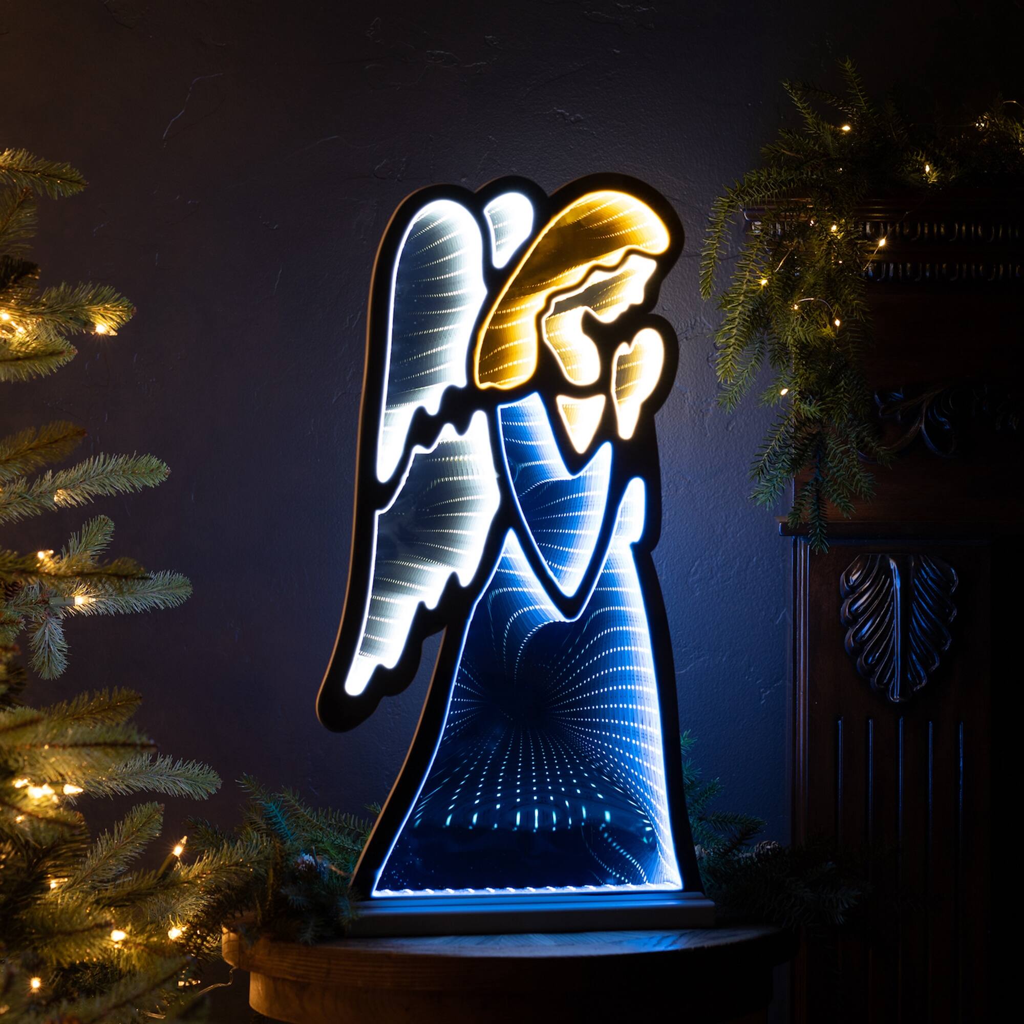 BreeBe Holiday Angel Ekko Light Display 24.5" Blue, Yellow, White ...