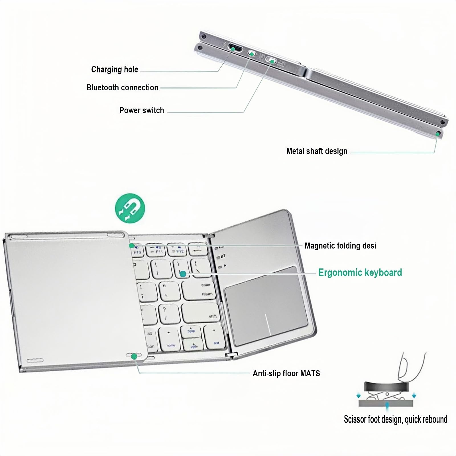 Stamp n Camp Foldable With Touchpad Portable Wireless Rechargeable Full Size Ultra Slim Pocket ...