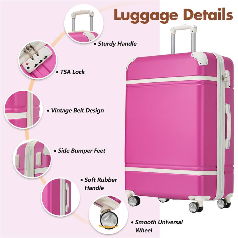 HTUTWOO 24 IN Hardshell Luggage Set Lightweight Suitcase with Double ...