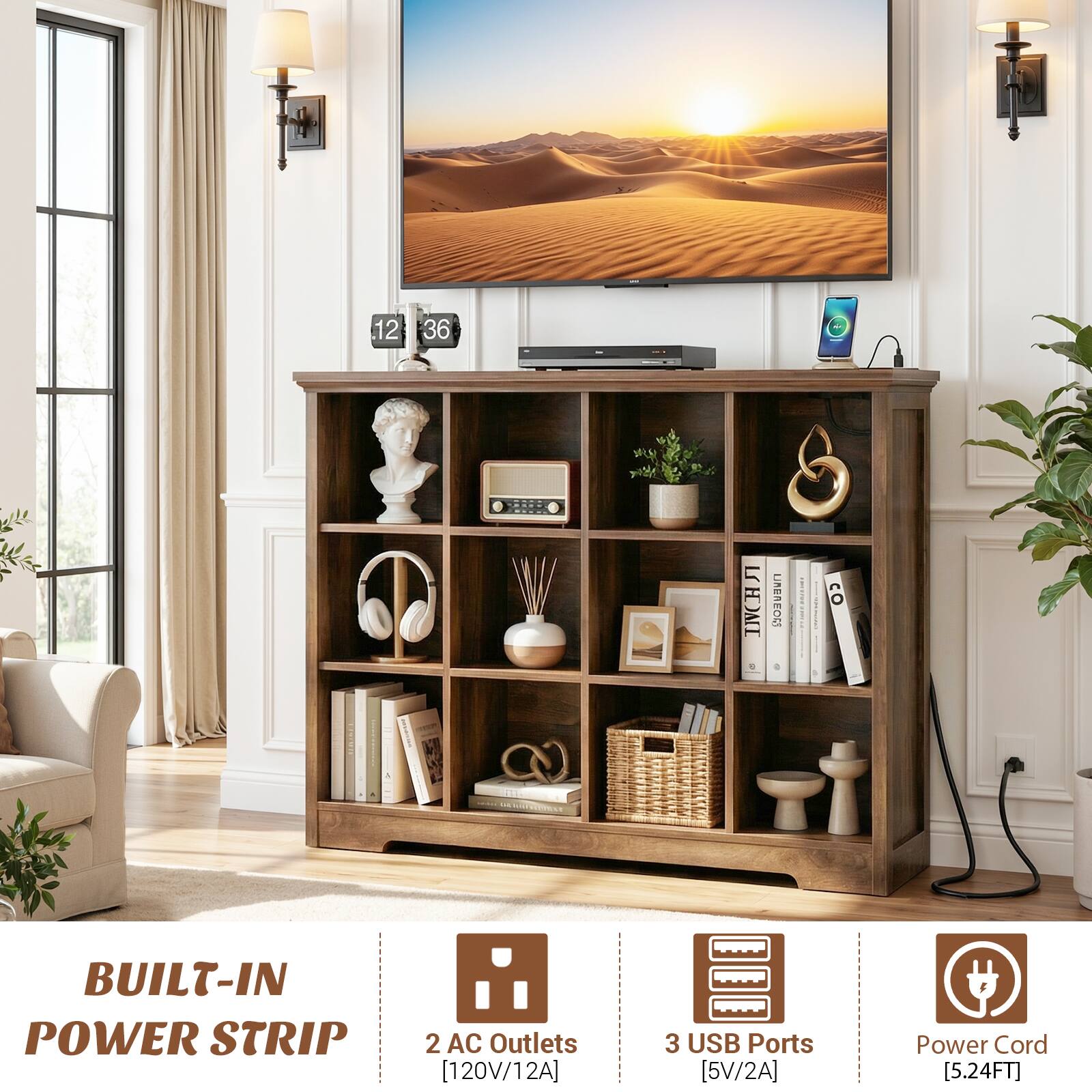 Aheaplus 12 Cube Organizer with Power Outlets, 3 Tier Cube Storage ...