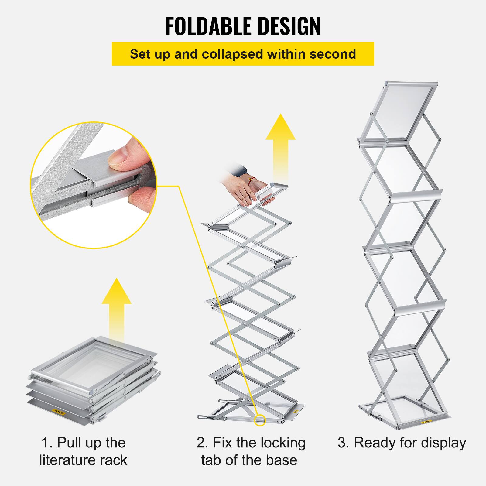 VEVOR Foldable Magazine Display Rack, 6 Pockets Pop Up Brochure Display ...
